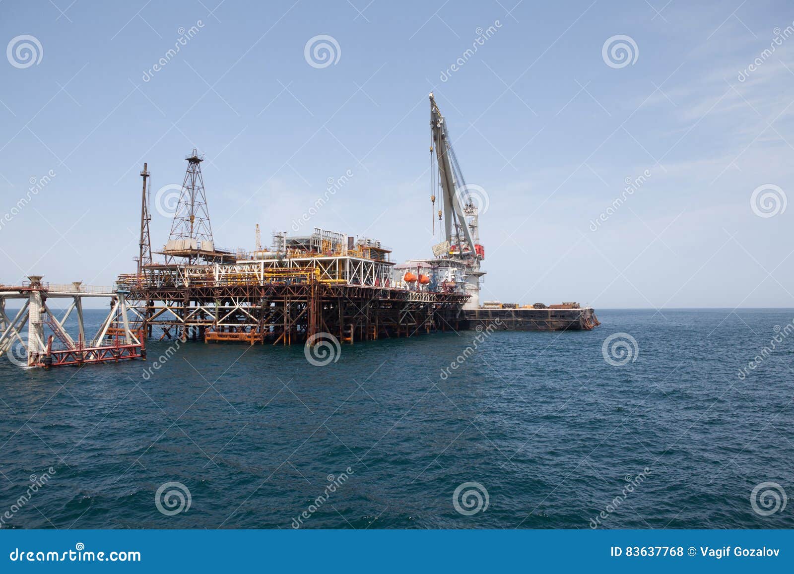 Oil Platform and Tanker Ship Stock Photo - Image of installation, fuel ...