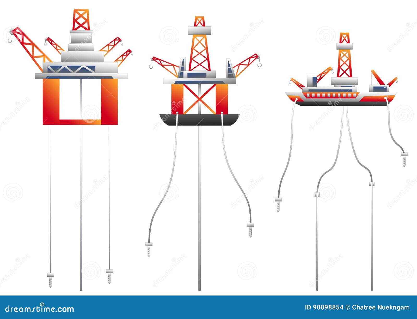 Oil platform Vector set stock illustration. Illustration of string ...
