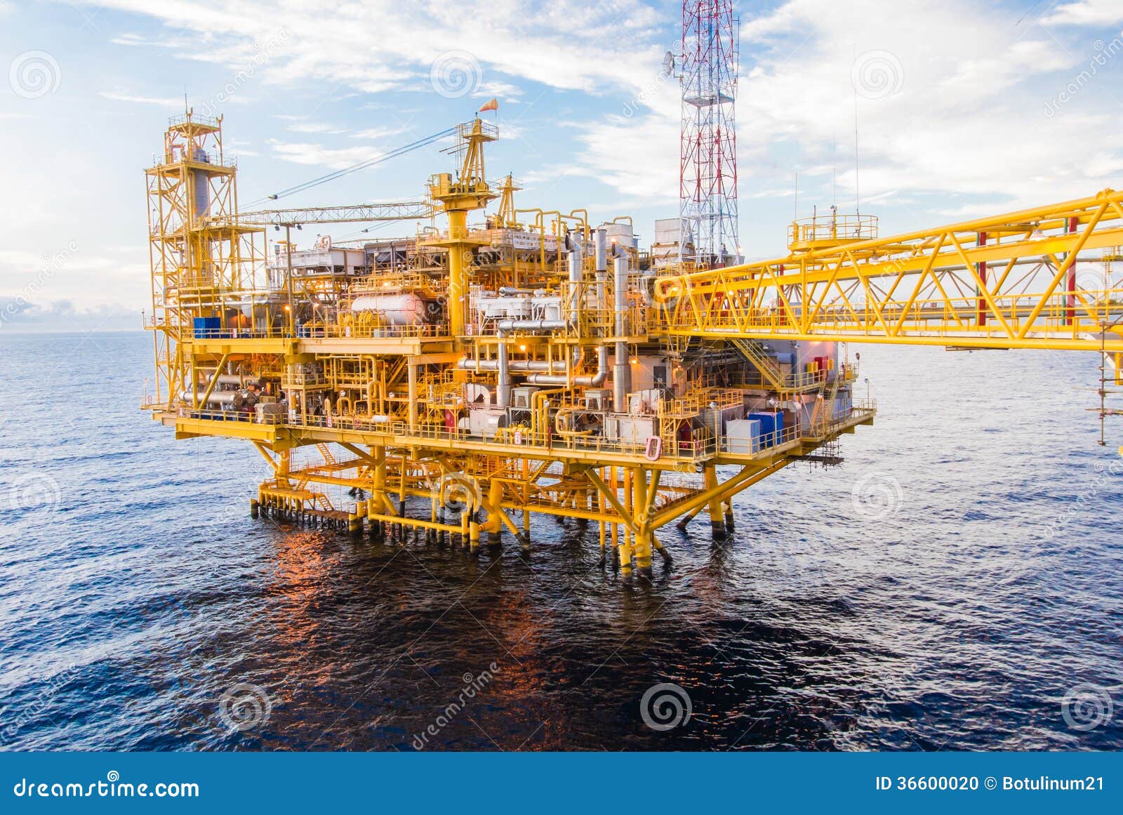 Oil platform yellow color stock photo. Image of machine - 36600020