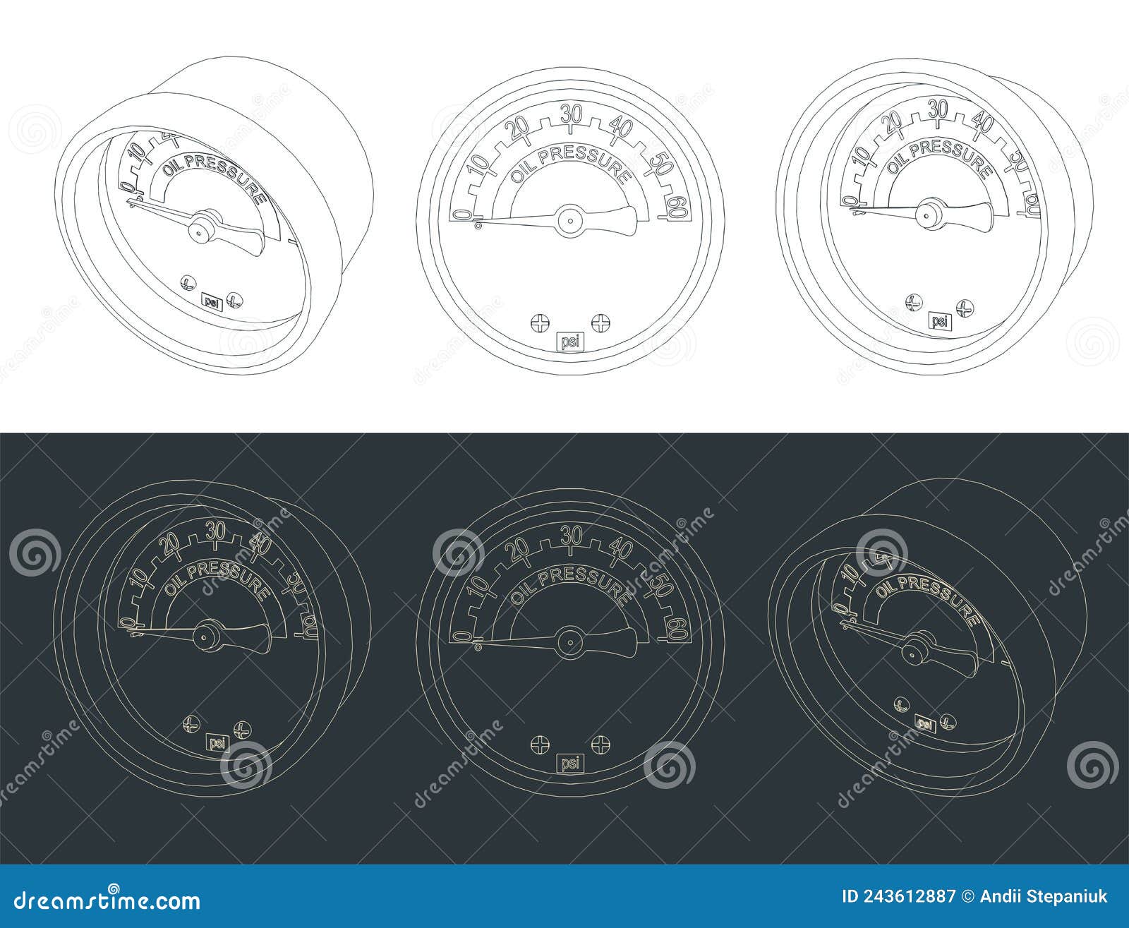 Oil Pressure Gauge Drawings Stock Vector - Illustration of control ...