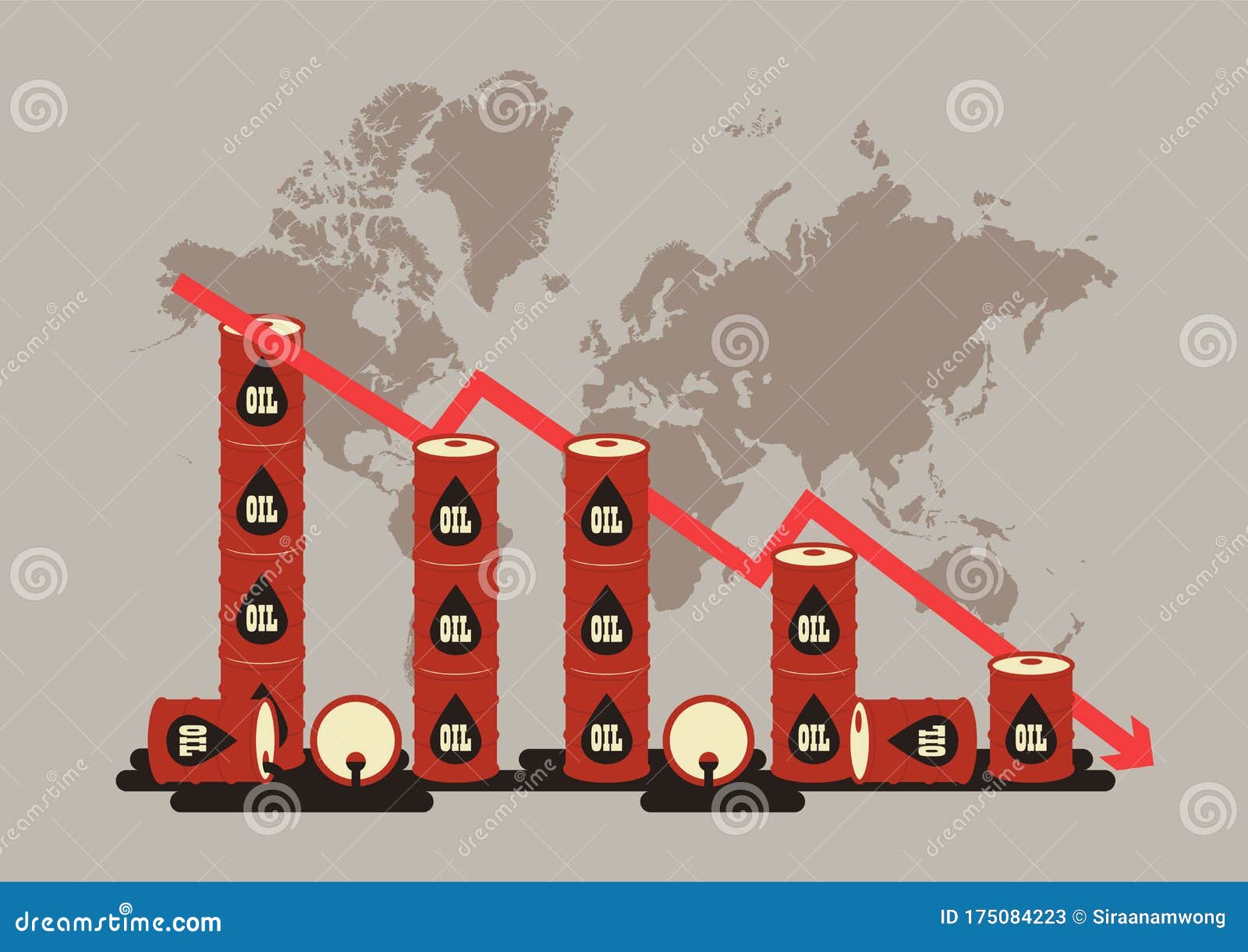 Oil price decrease chart stock vector. Illustration of graph - 175084223