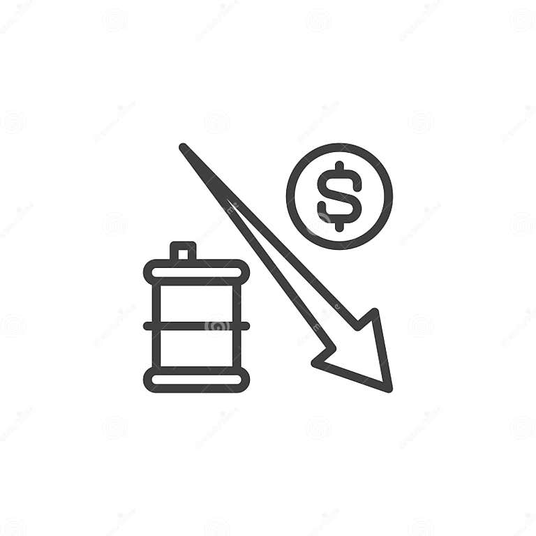 Oil Price Decrease Line Icon Stock Vector - Illustration of fuel ...