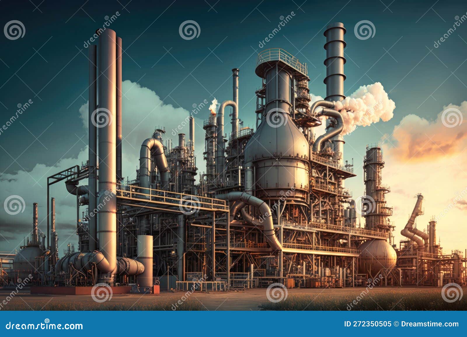 Oil Processing Plant at Large Modern Refinery Complex Stock ...