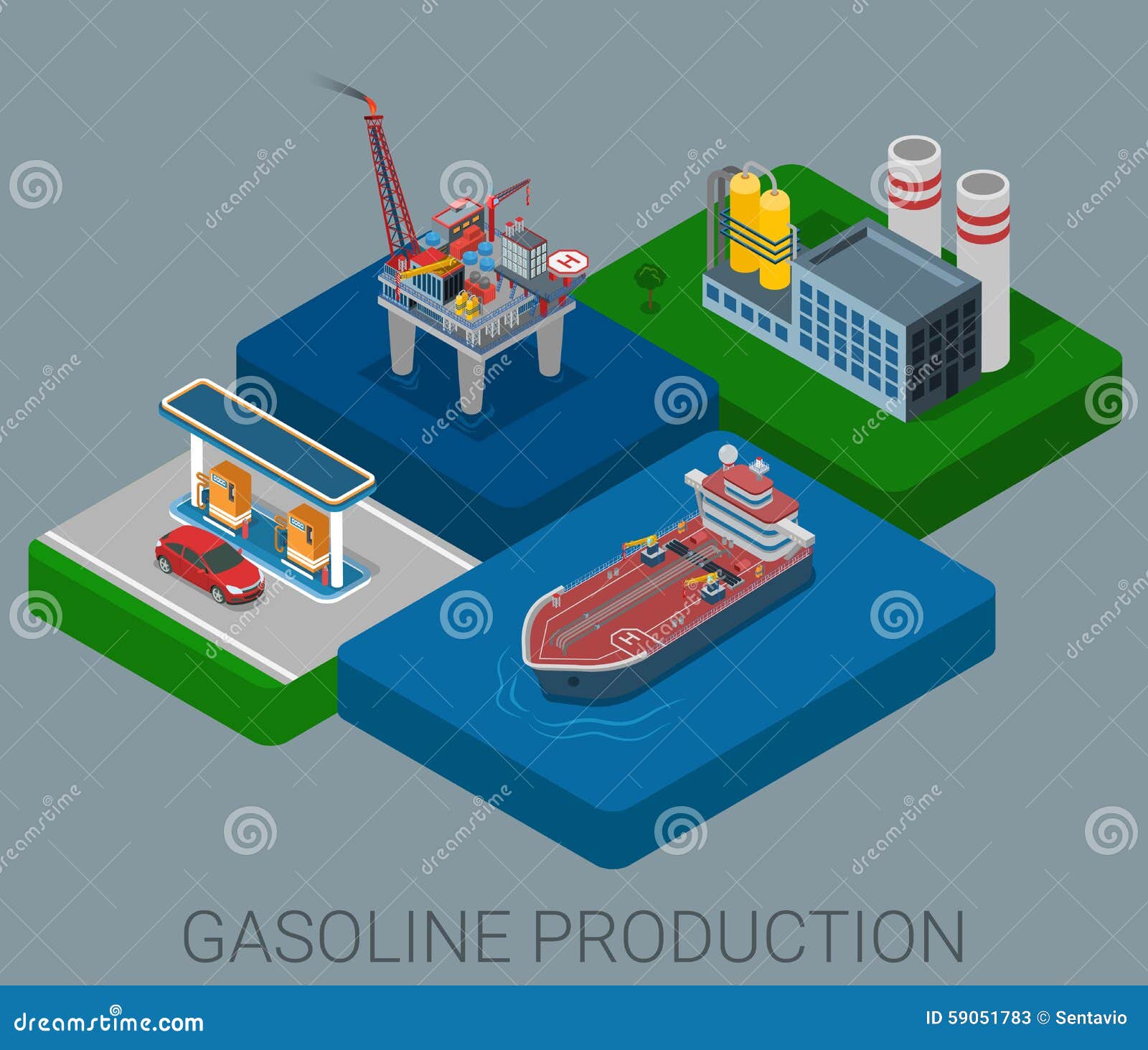 Oil Production Cycle Flat 3d Web Isometric Infographic Concept Stock ...
