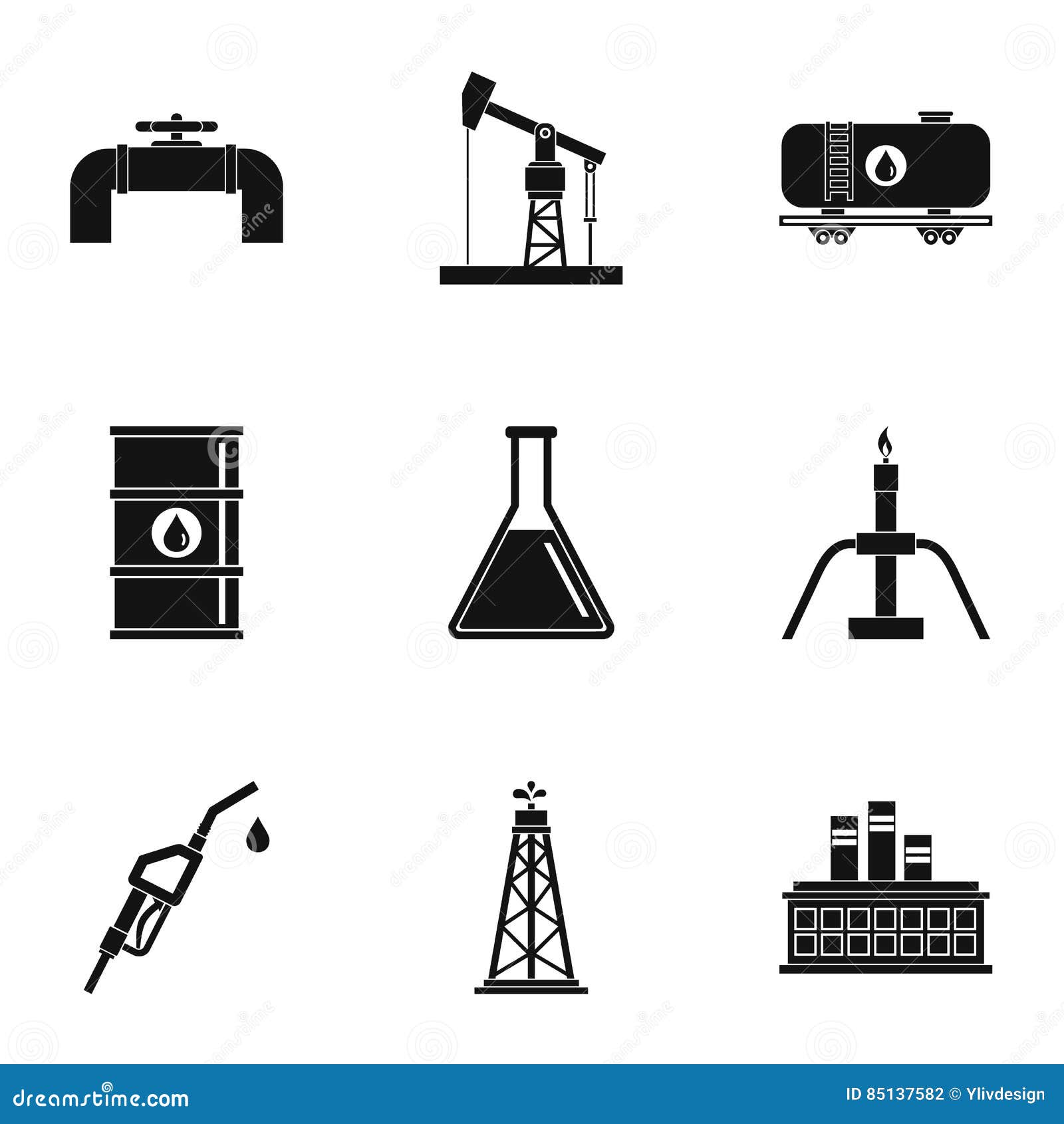Oil Production Icons Set, Simple Style Stock Vector - Illustration of ...