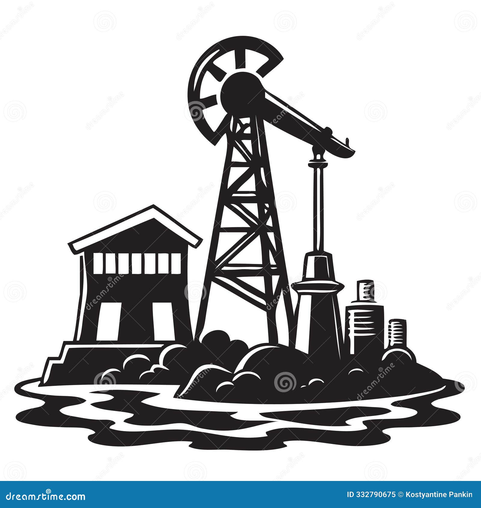 Oil Production Pumping Station Cartoon Vector | CartoonDealer.com ...