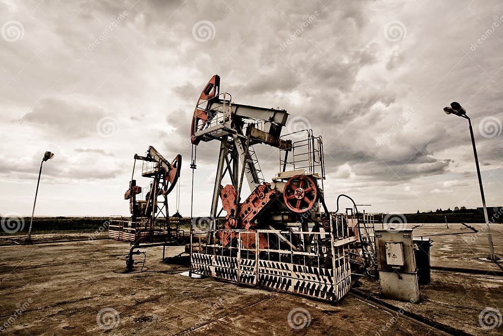 Oil pump in the field stock image. Image of natural, environment - 10496877