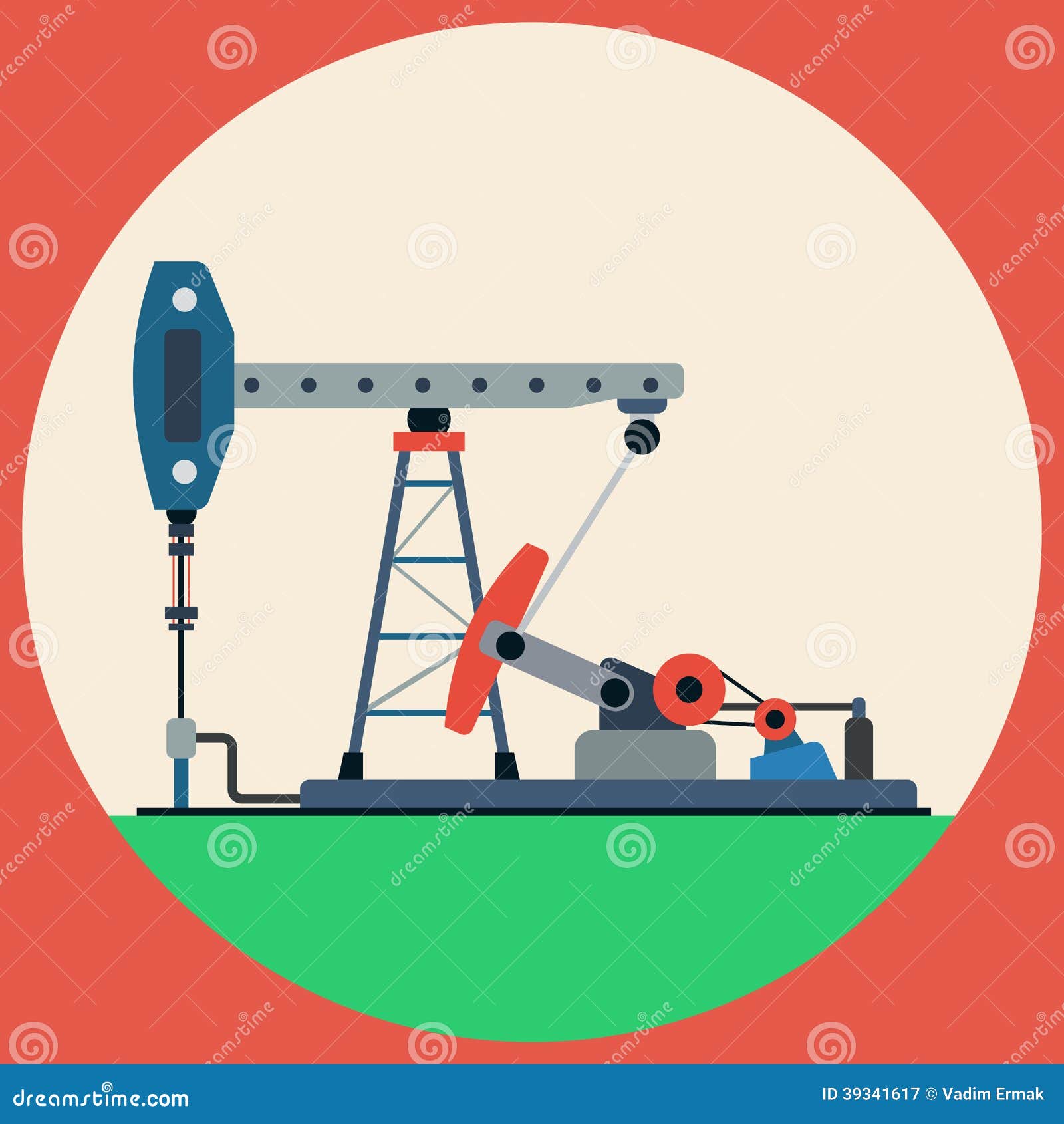 Oil Pump Flat Vector Illustration Stock Vector - Illustration of vector ...