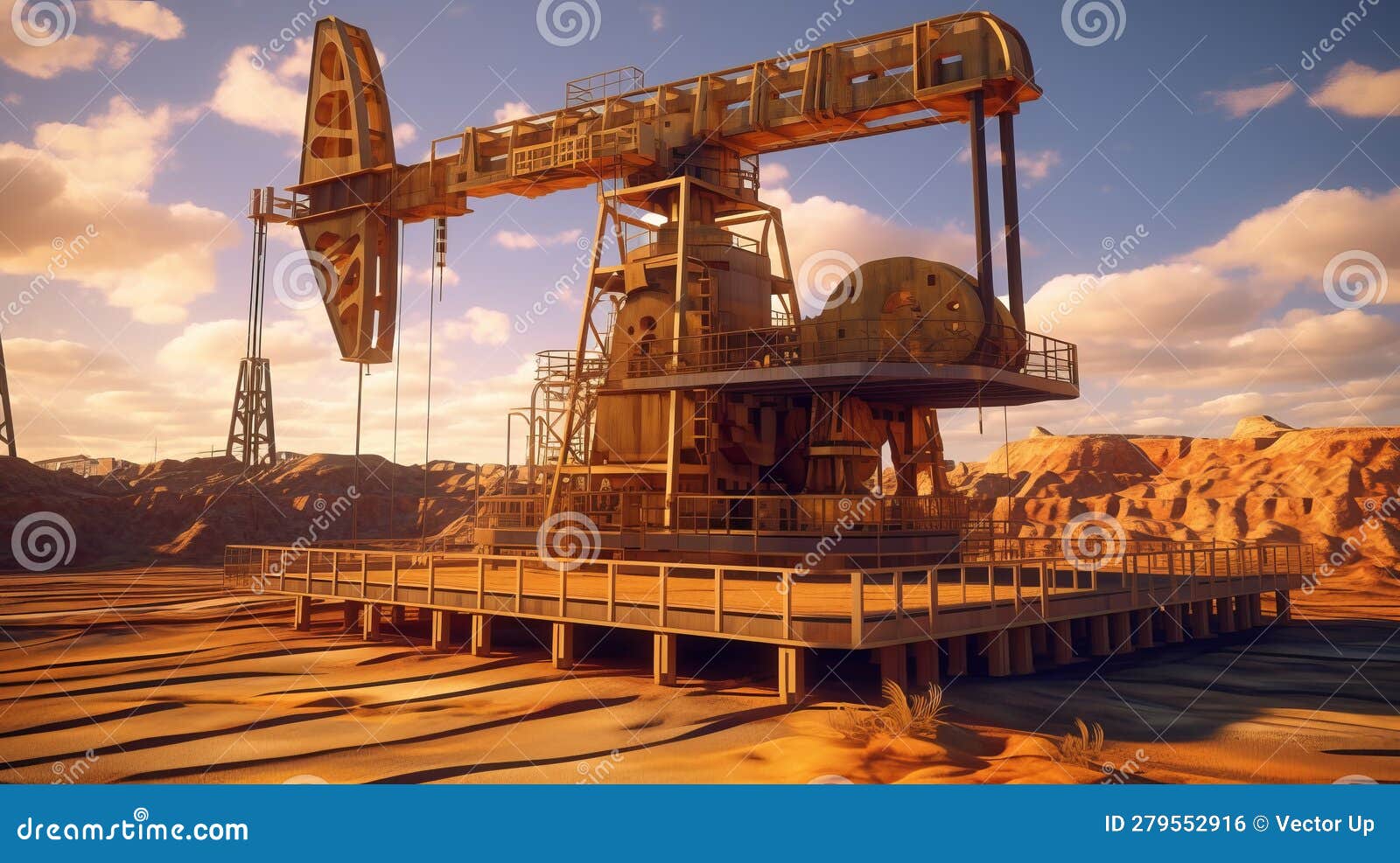Oil Pump Rig Platform Mining Oil. Generative AI Stock Illustration ...