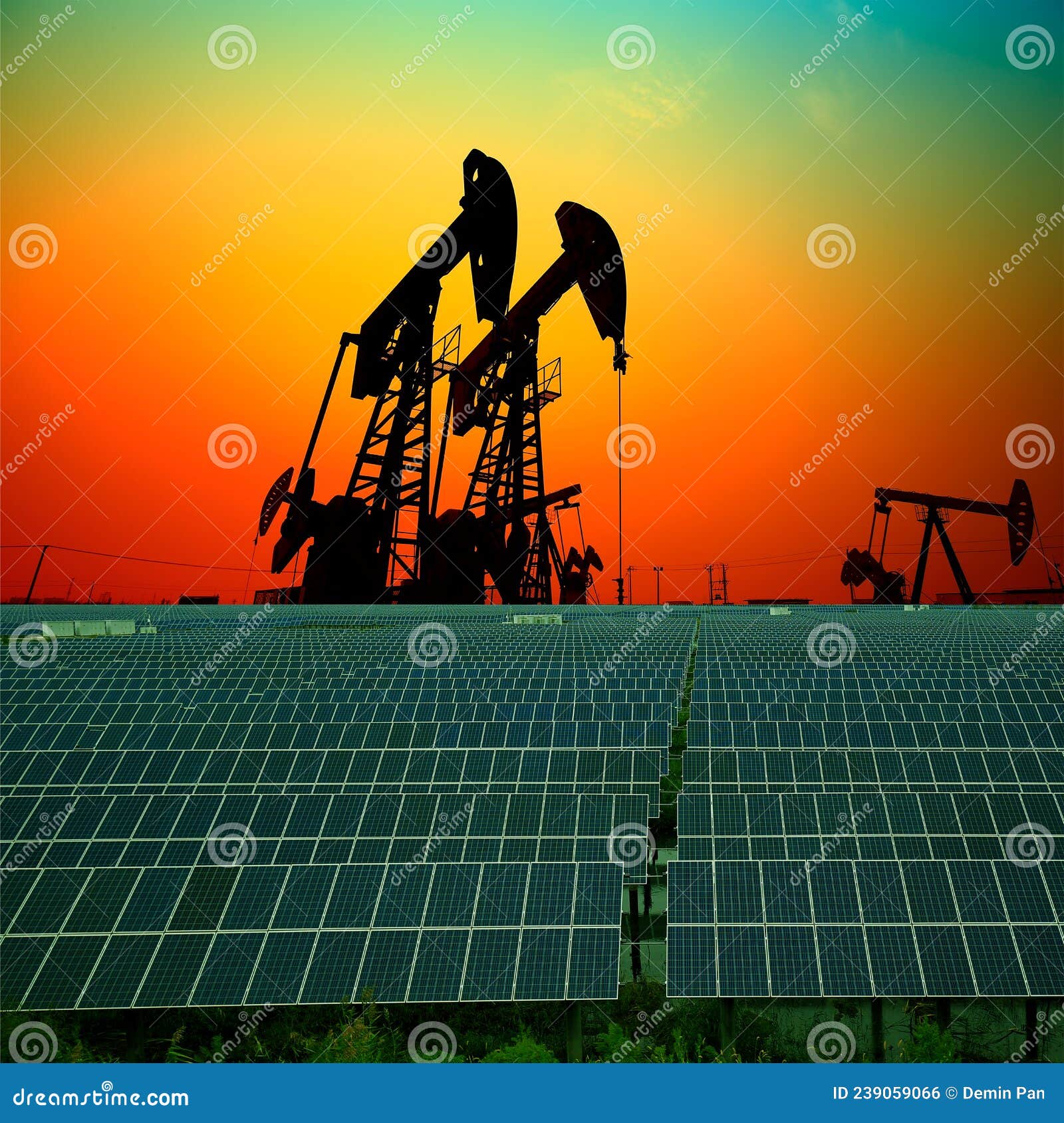 Oil pump with solar panels stock photo. Image of crude - 239059066