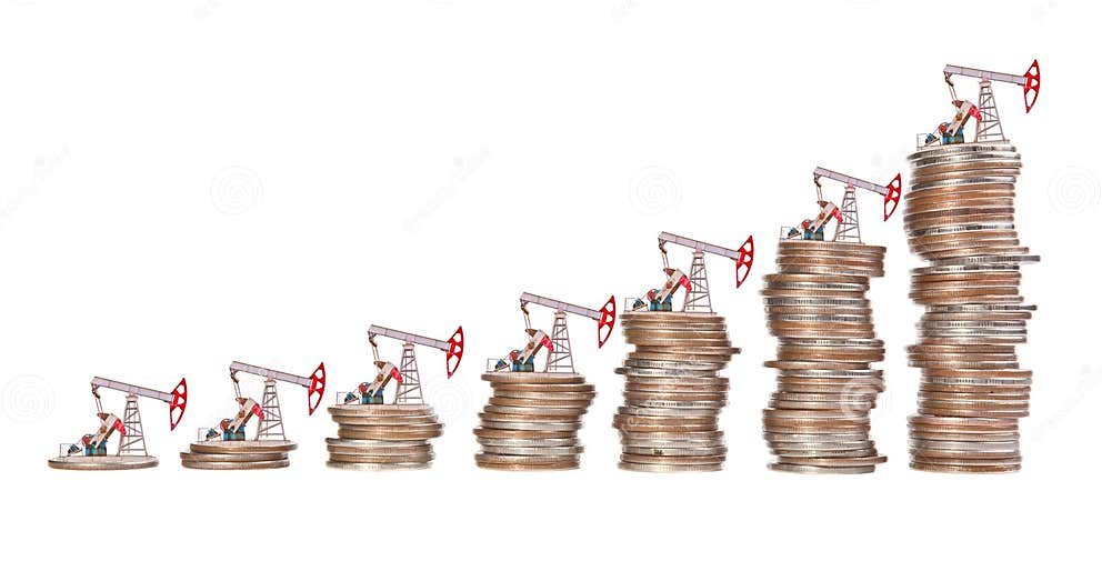 Oil Pump and Stack of Coins . Stock Photo - Image of concept, resources ...