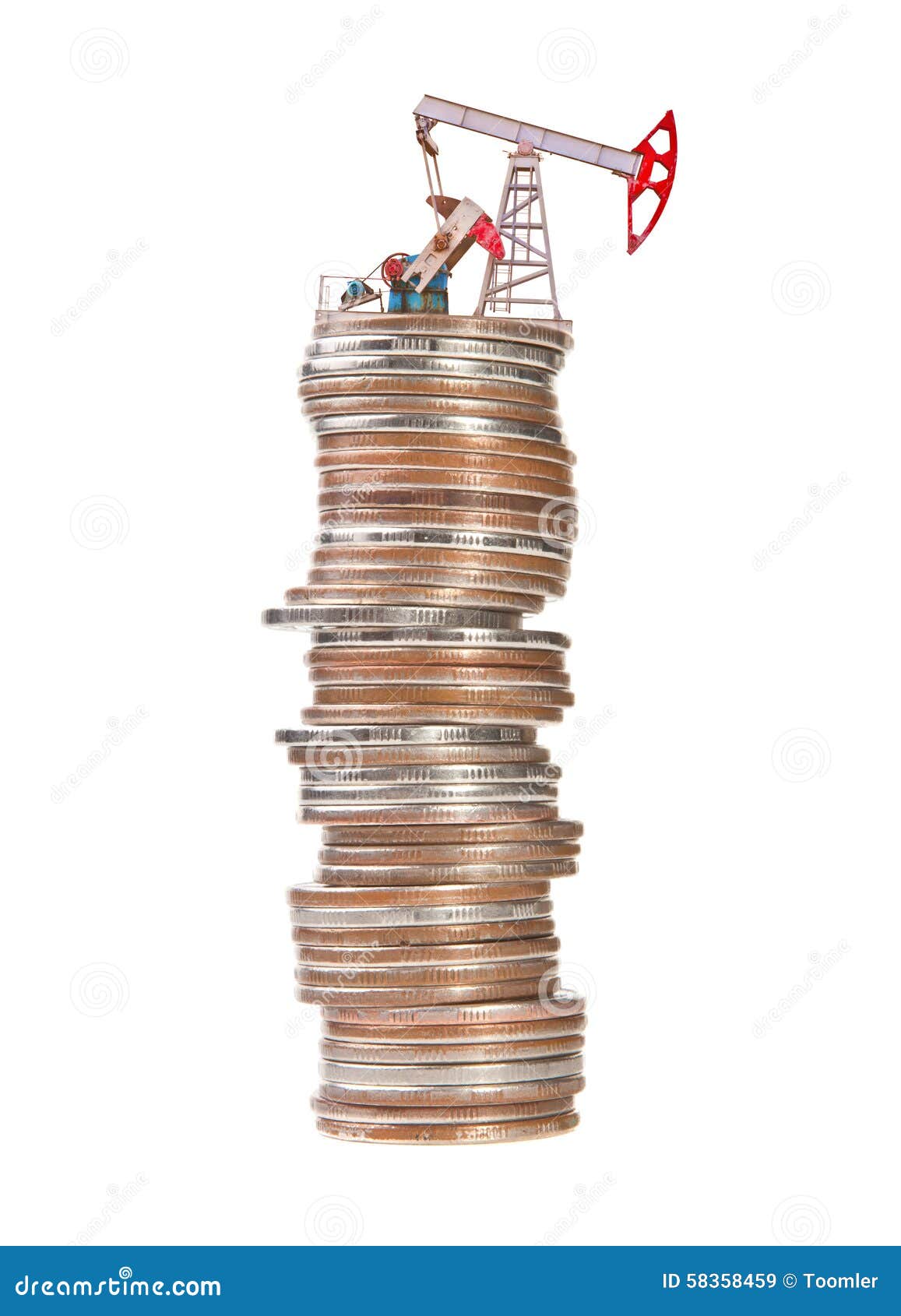 Oil Pump and Stack of Coins Stock Image - Image of money, isolate: 58358459