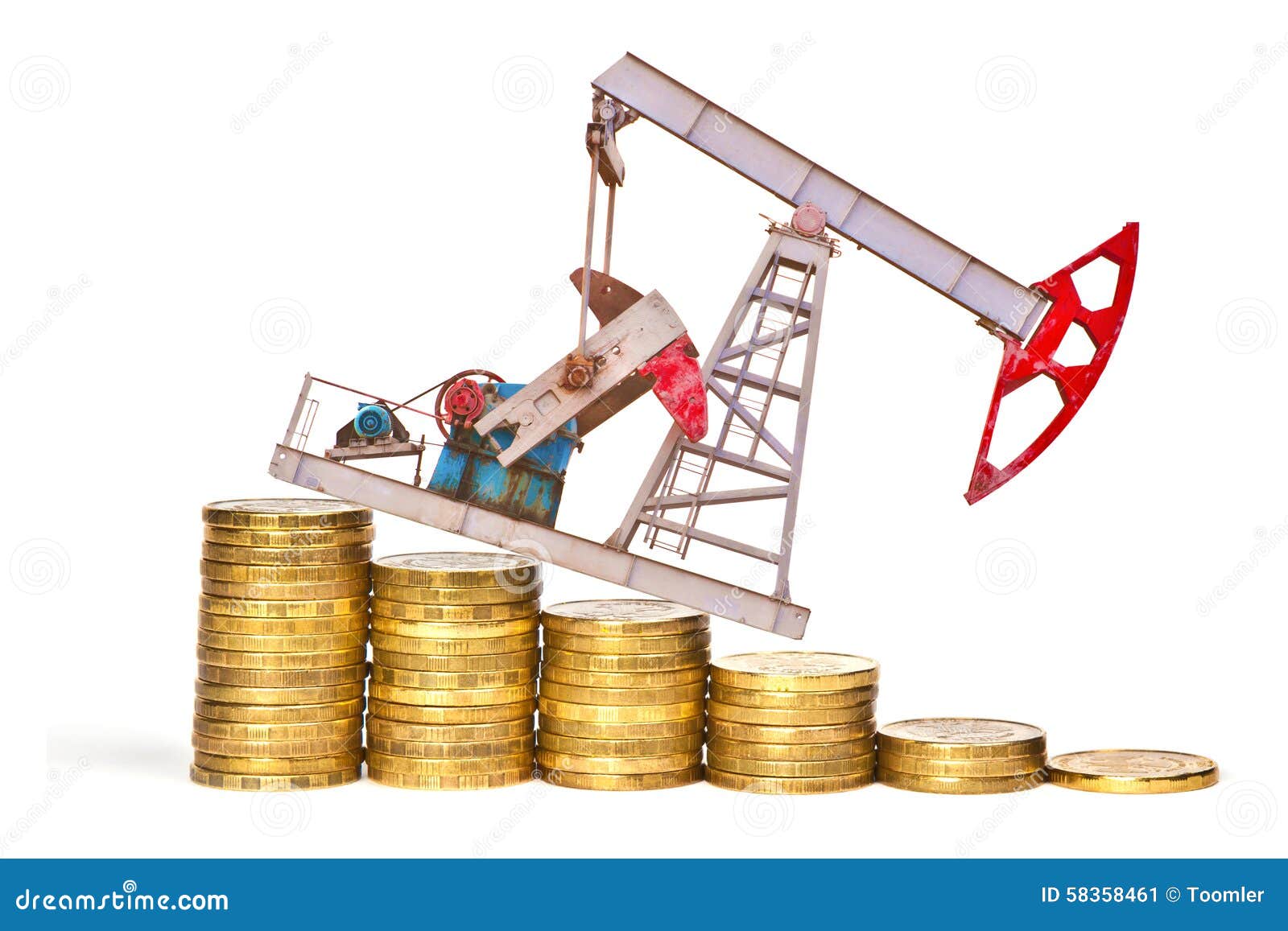 Oil Pump and Stack of Coins Stock Image - Image of depreciation ...