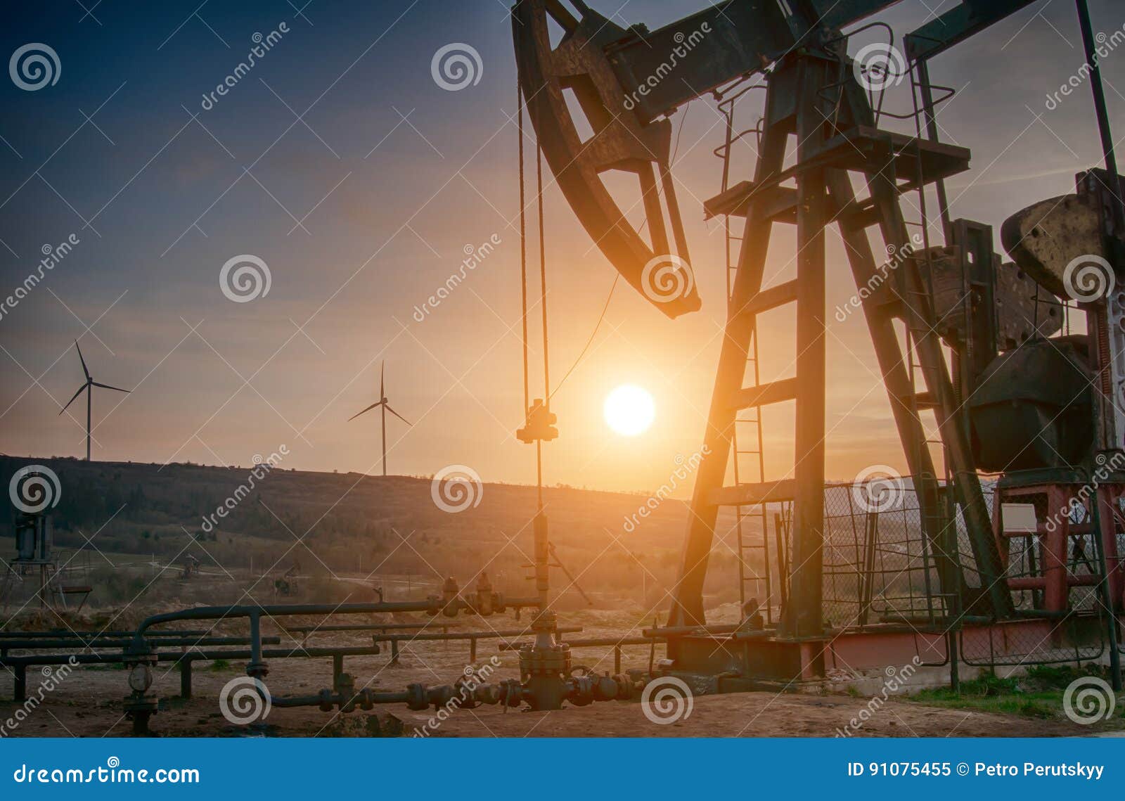 Oil pump on sunset stock image. Image of crude, machine - 91075455