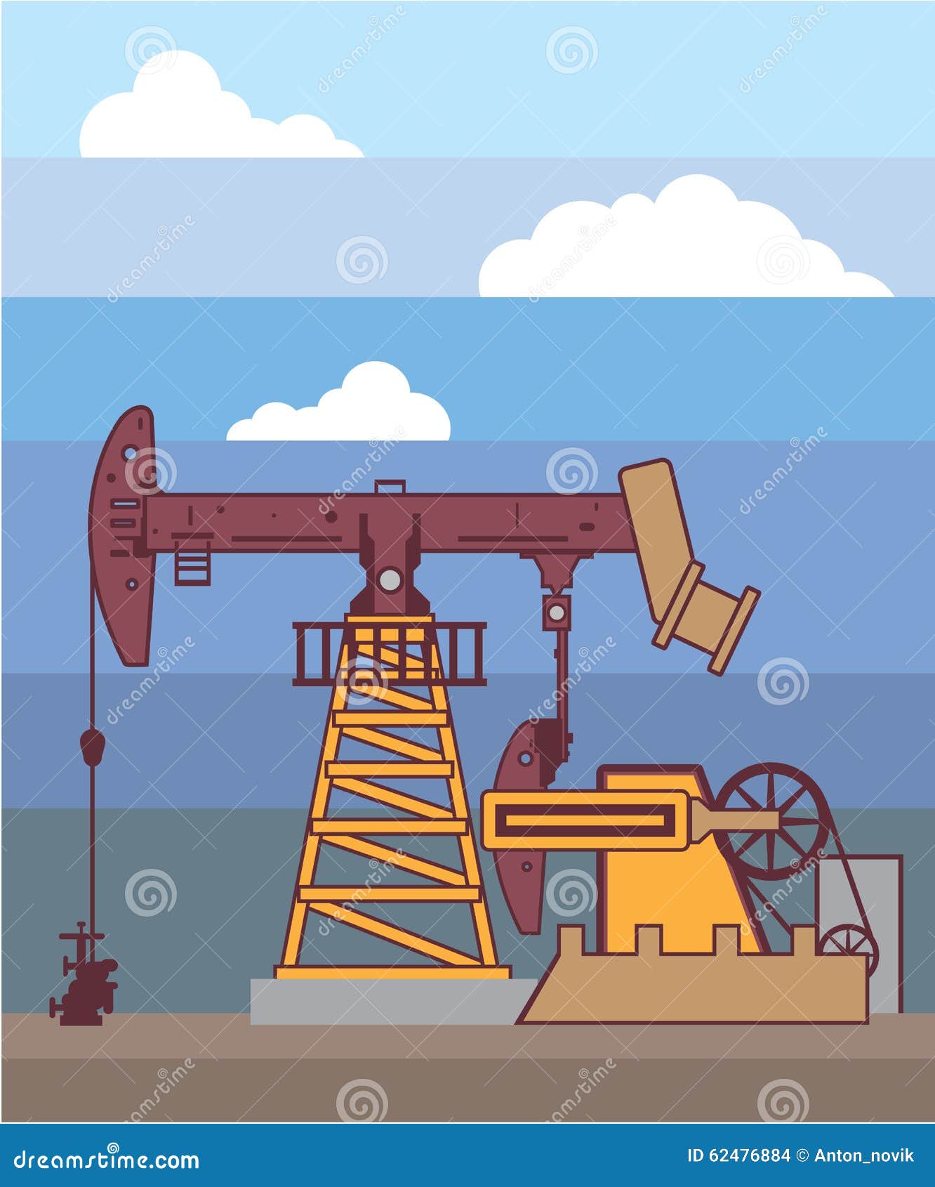 Oil Field Pumping Unit Silhouette Stock Illustration | CartoonDealer ...