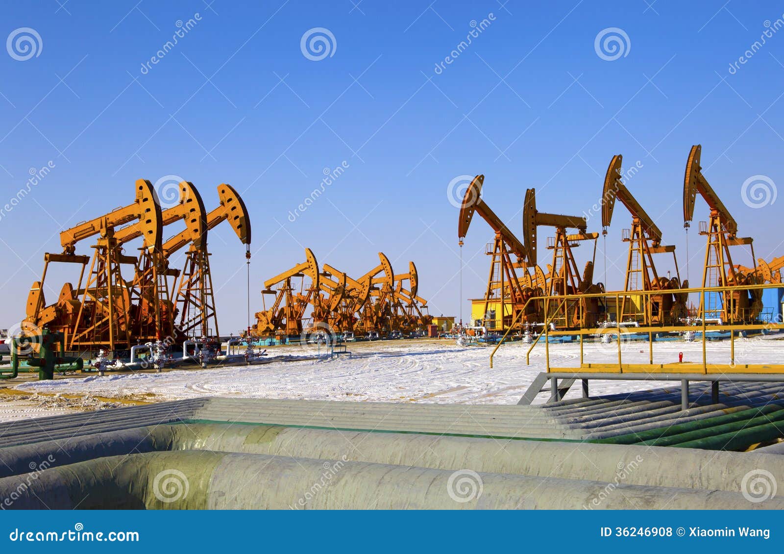 Oil pumps. stock photo. Image of green, pipe, field, business - 36246908