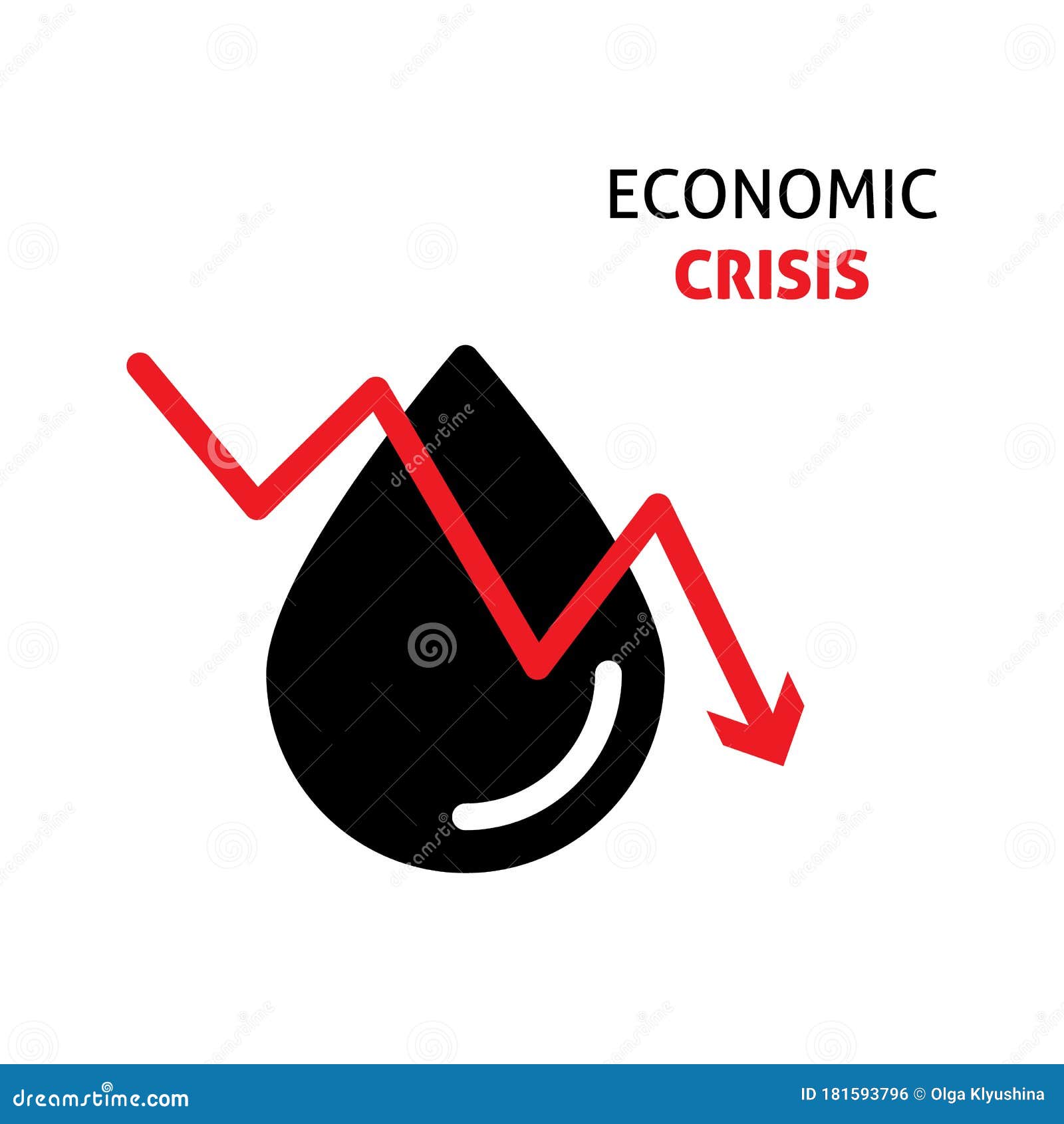 Oil with Red Zigzag Falling Trend of Barrel Price, Decrease of Earning and Global Economics ...