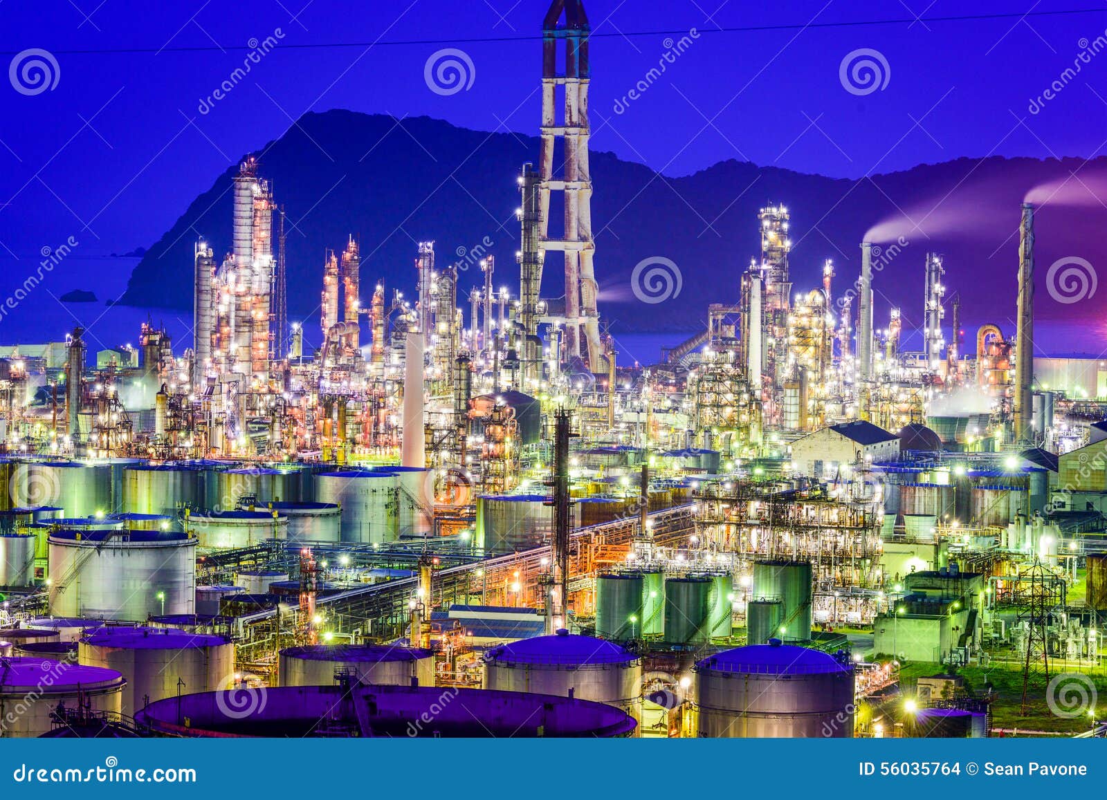 Oil Refineries stock photo. Image of coast, pipe, japanese - 56035764