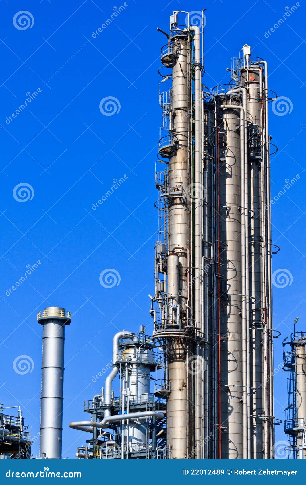 Oil Refinery (blue sky) stock image. Image of environment - 22012489