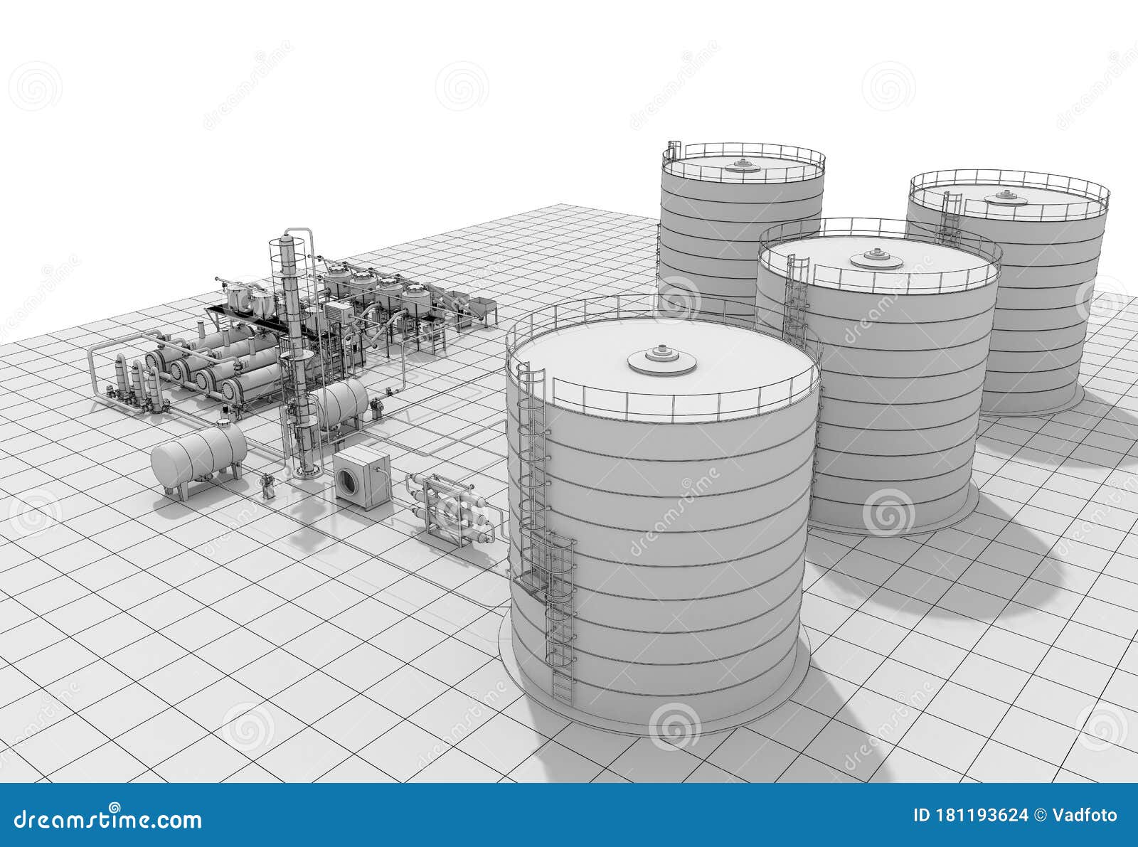 Chemical Production, Waste Processing Plant, Exterior Visualization, 3D ...