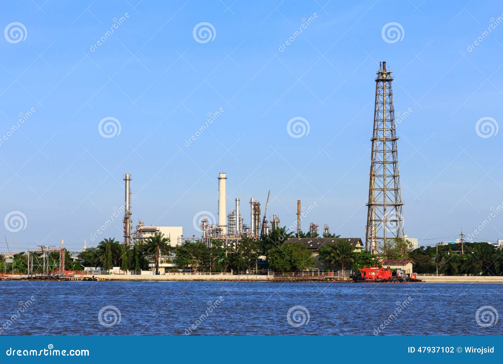 Oil refinery with chimney stock photo. Image of ecology - 47937102