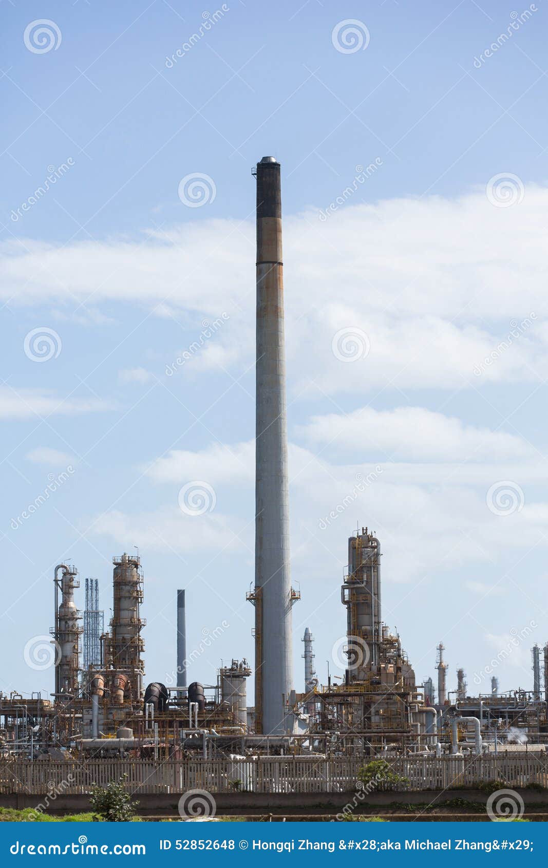 Oil refinery chimney stock photo. Image of chemical, clouds - 52852648