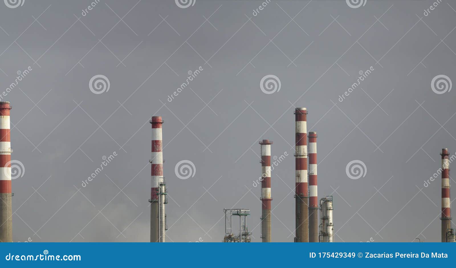 Oil Refinery Chimneys Panorama Stock Image - Image of global, business ...