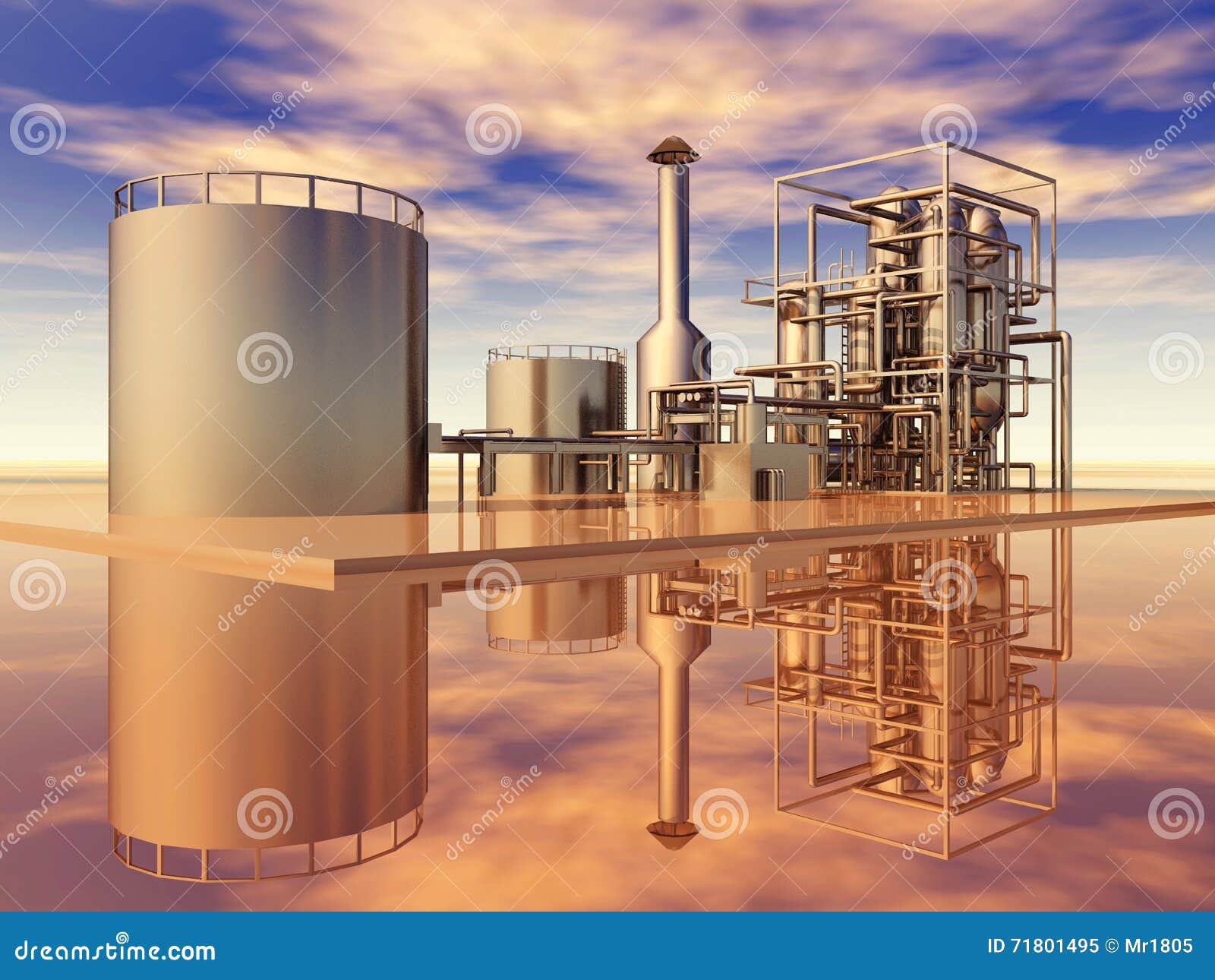 Oil refinery stock illustration. Illustration of refinery - 71801495