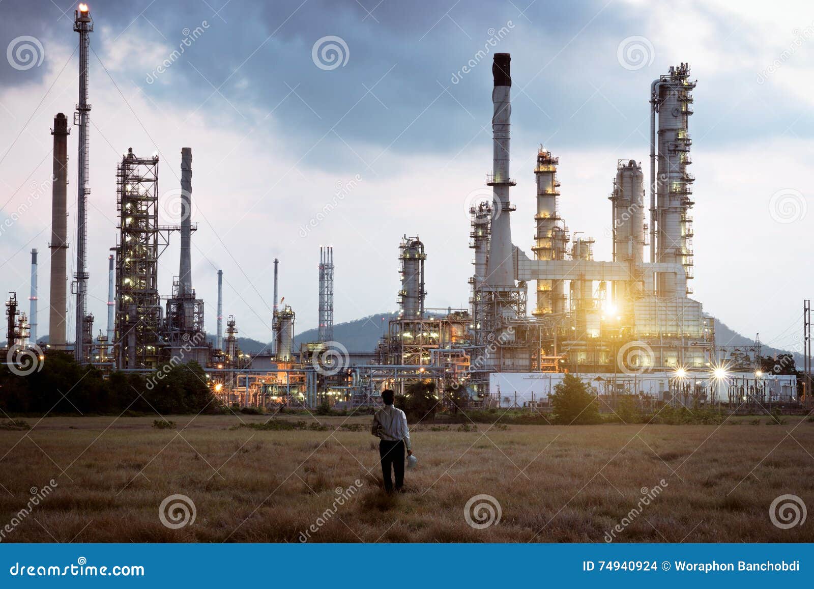 Oil refinery stock photo. Image of industry, petrochemical - 74940924