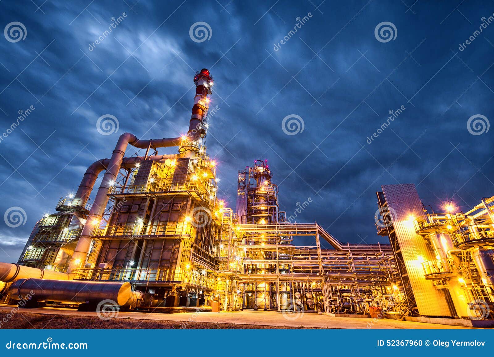 Oil Refinery at evening stock photo. Image of night, pipe - 52367960
