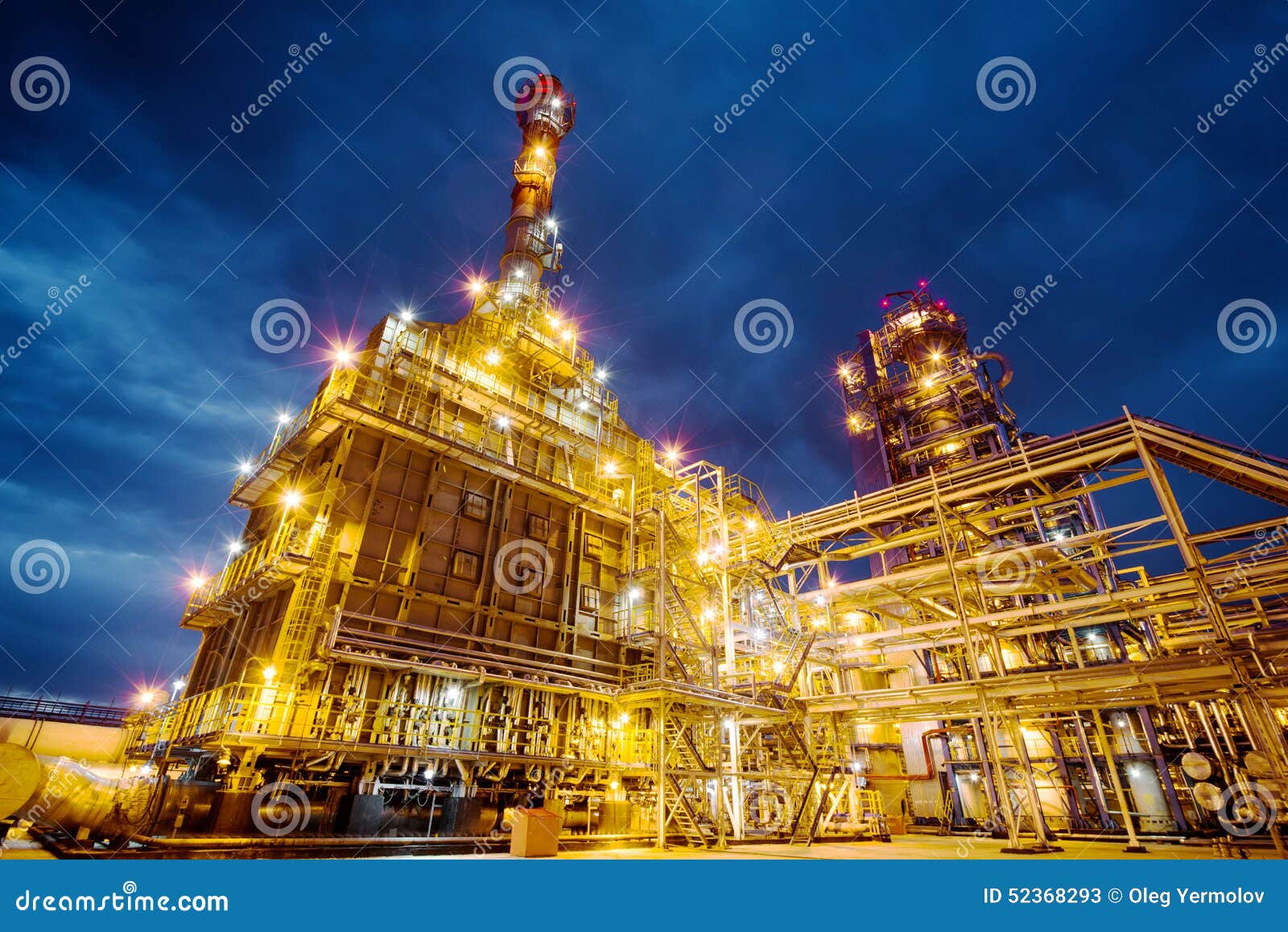Oil Refinery at evening stock image. Image of distillation - 52368293