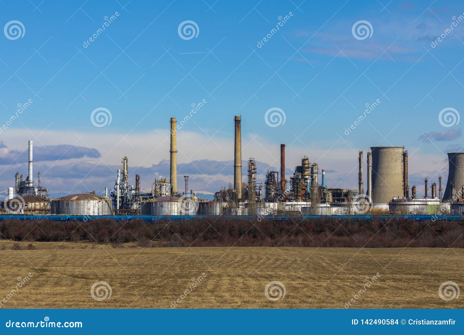 Oil Refinery with Facilities Stock Photo - Image of aerial, drone ...