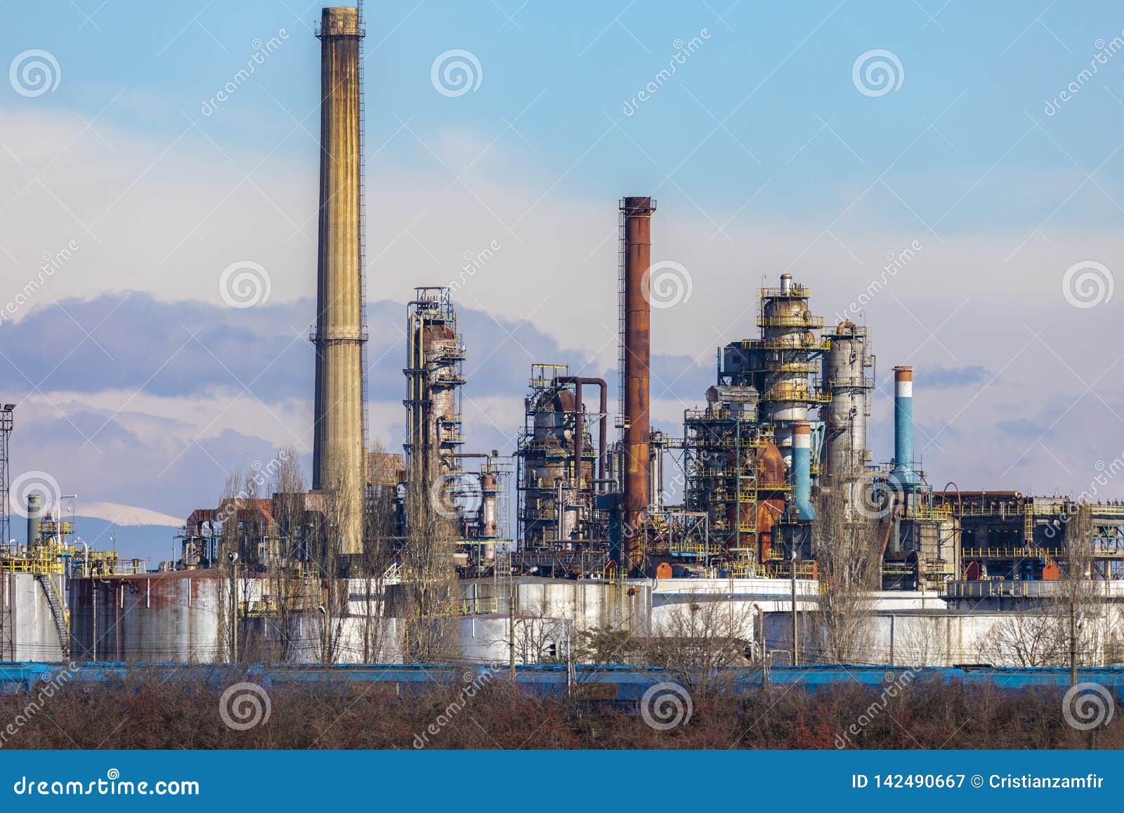 Oil Refinery with Facilities Stock Image - Image of aerials ...