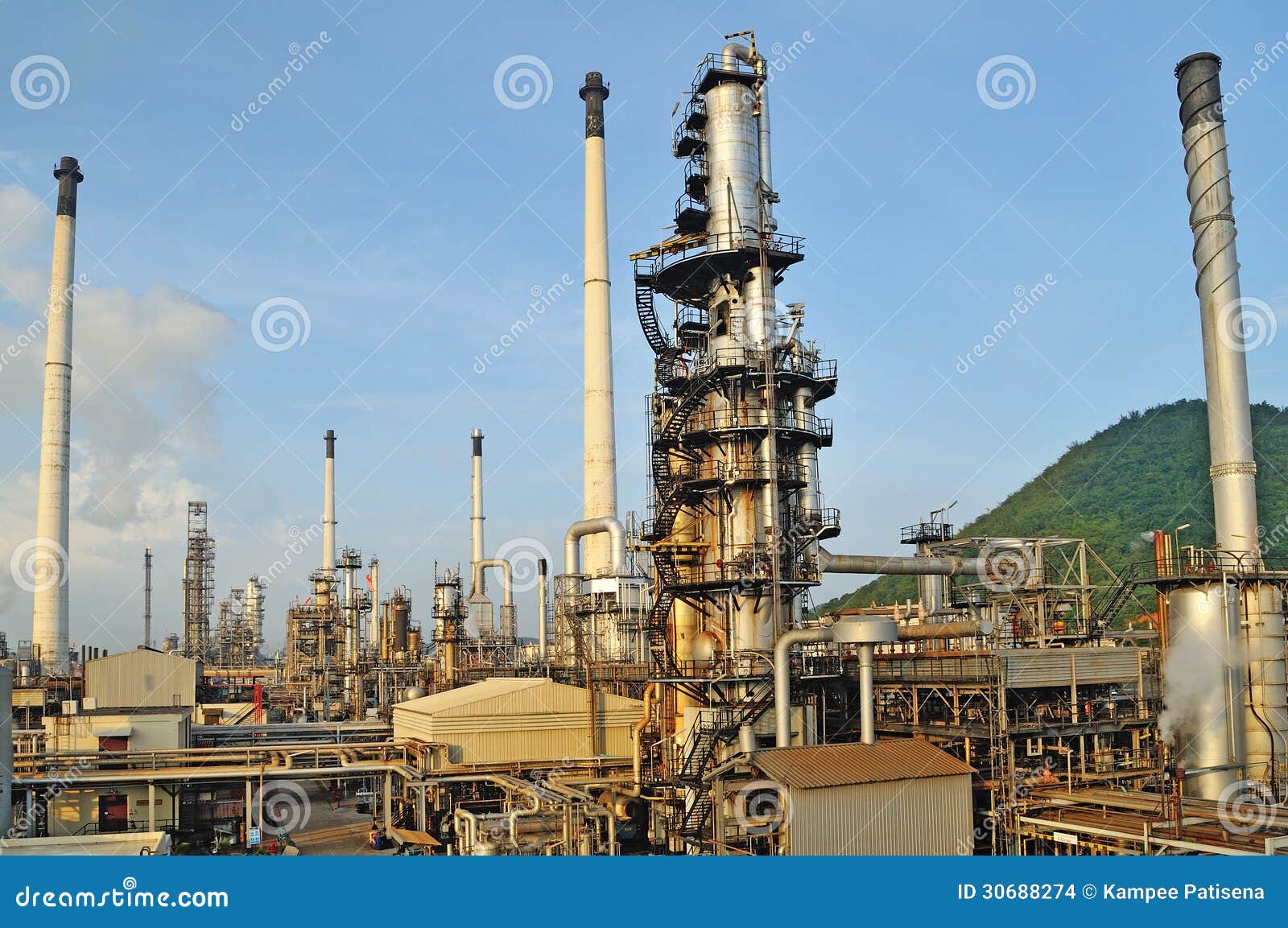 Oil Refinery Factory in Evening Stock Photo - Image of chemistry, fuel ...