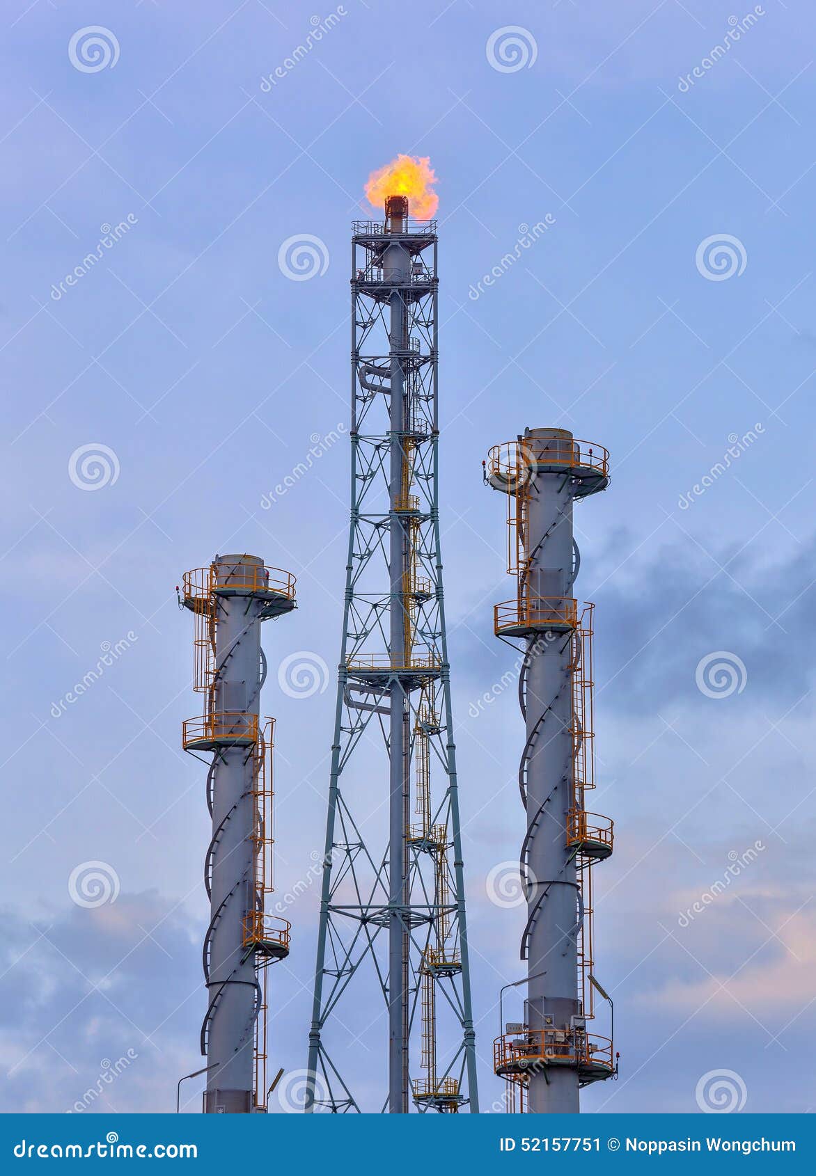 Oil refinery stock image. Image of chimney, plant, flame - 52157751