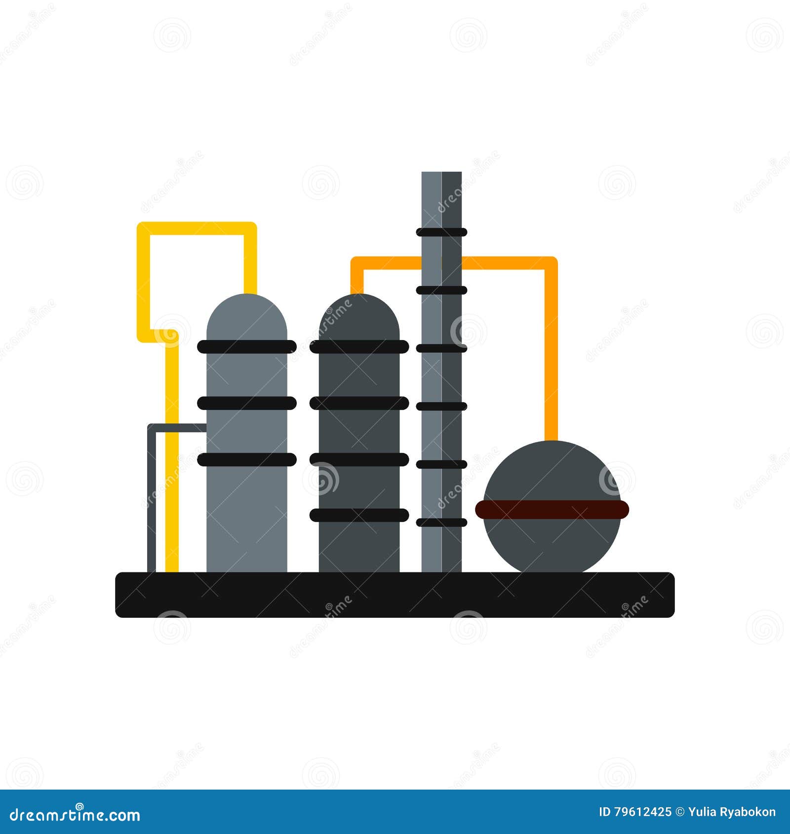 Oil refinery flat icon stock vector. Illustration of icon - 79612425