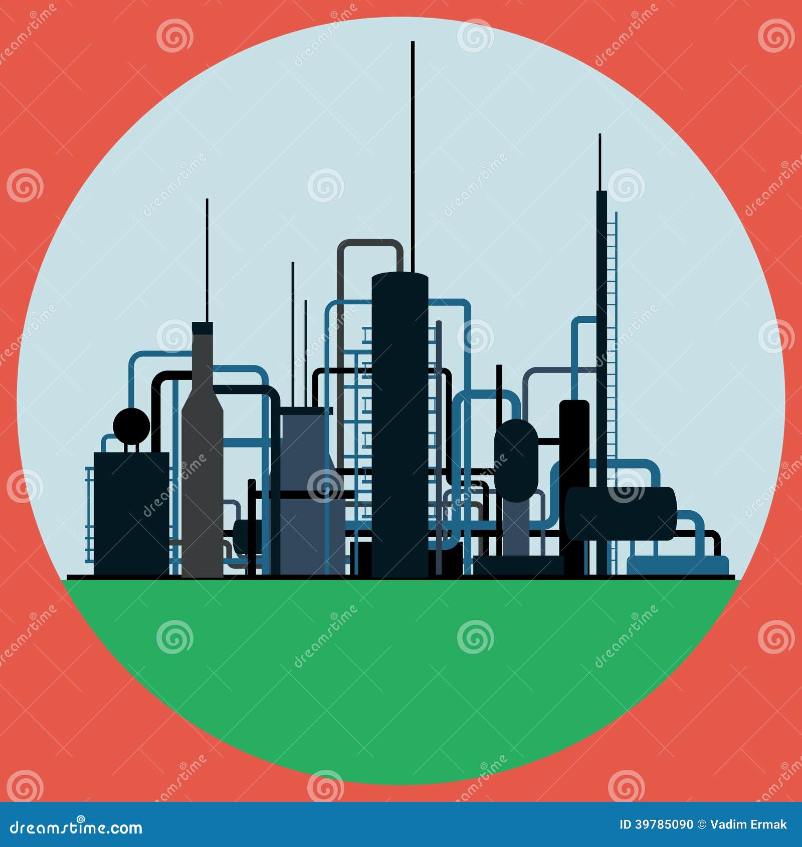 Oil refinery stock vector. Illustration of energy, petroleum - 39785090