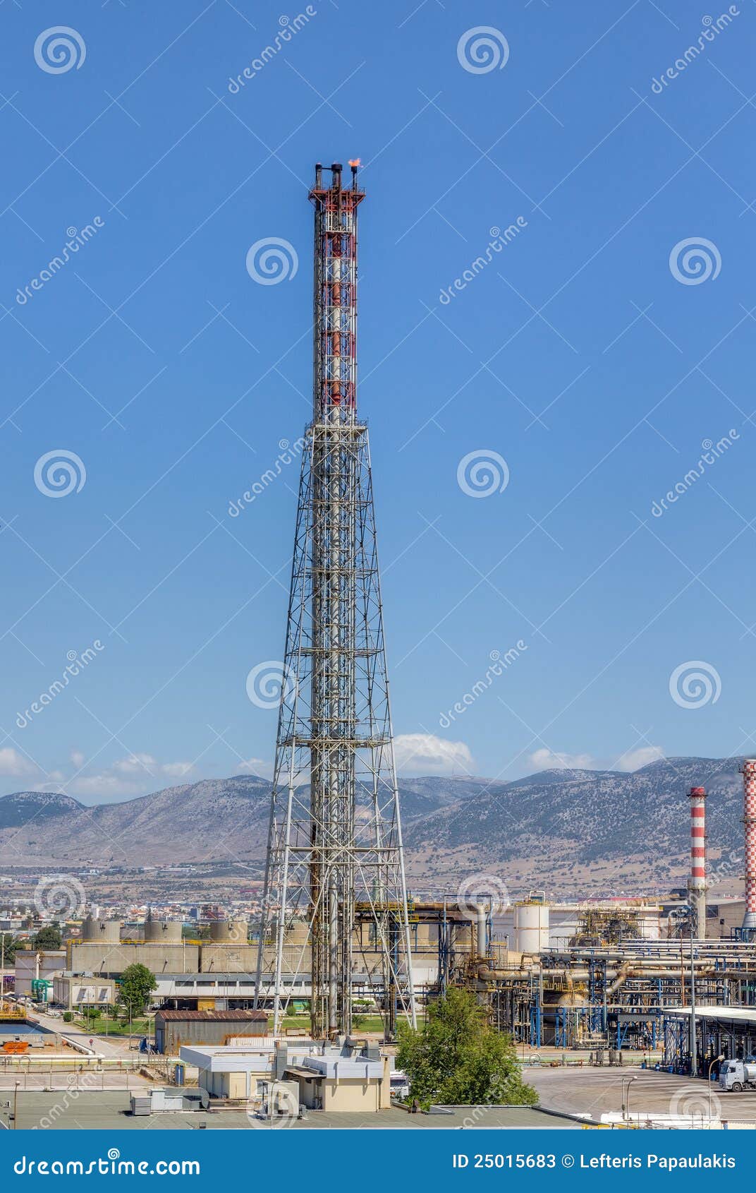 Oil Refinery Gas Flare from a Tall Chimney Stock Image - Image of ...