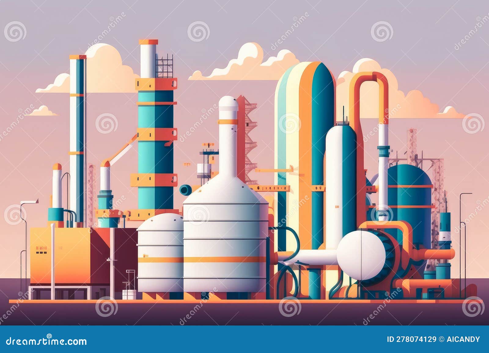 Oil Refinery with Huge Storage Tanks and Loading Facilities Stock ...