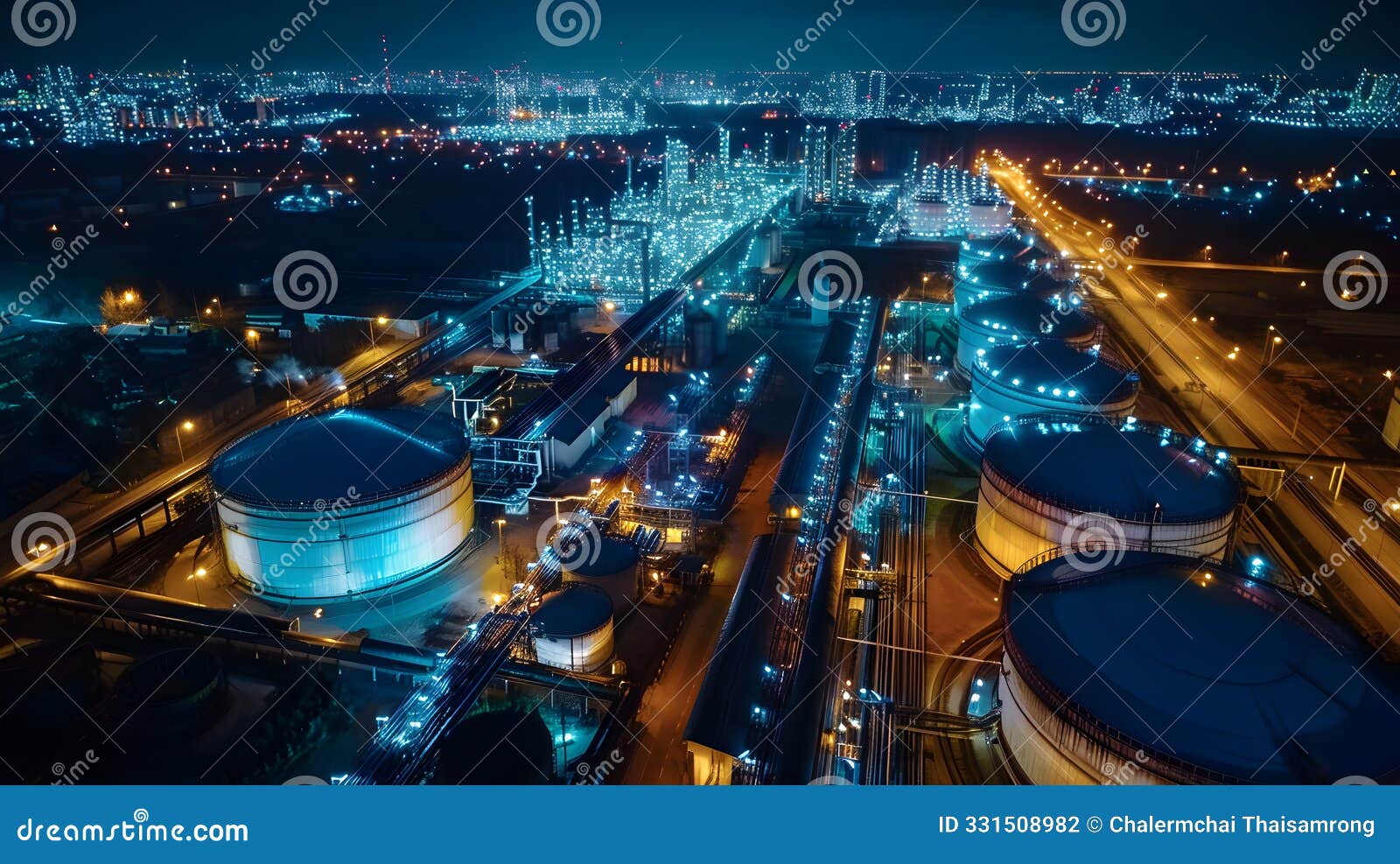 Oil Refinery from Oil Industry Area, Aerial View by Generative AI Stock ...