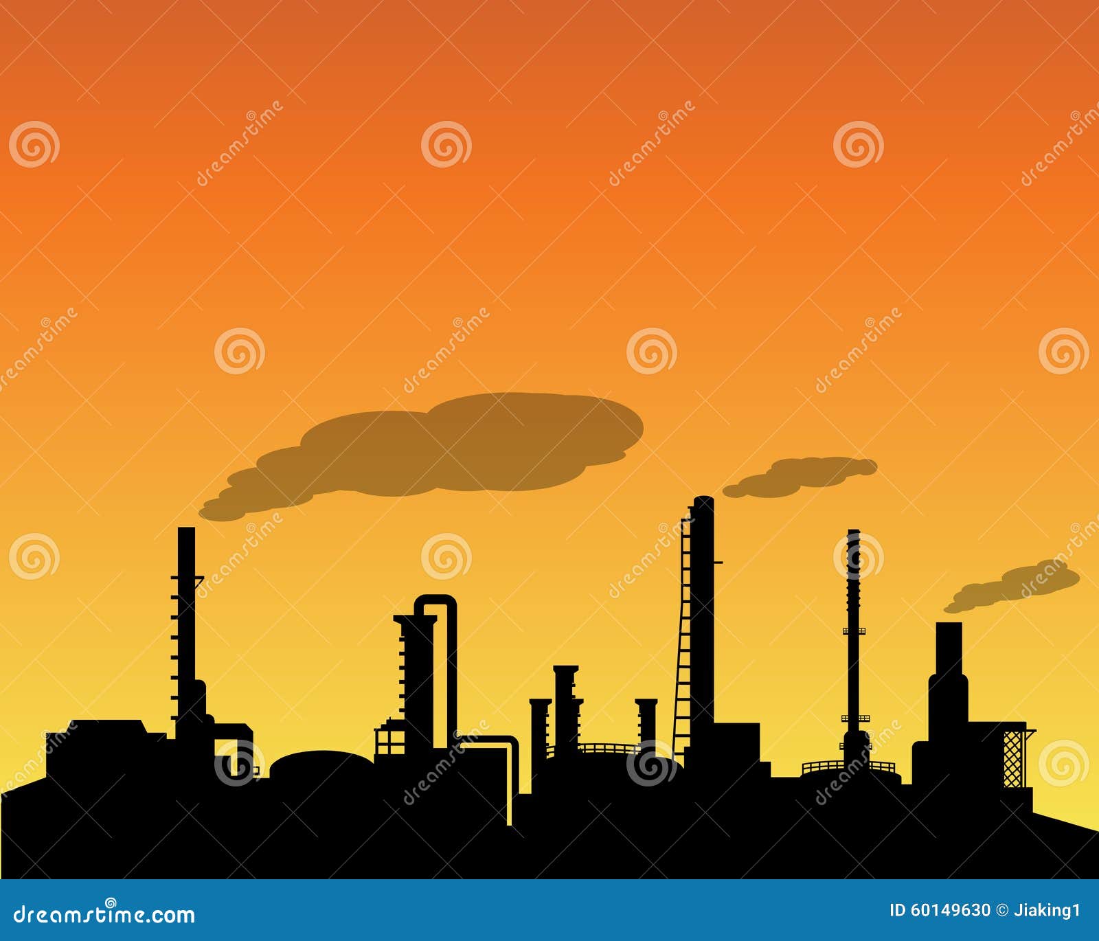 Oil Refinery Industry Silhouette in Daytime Stock Vector - Illustration ...