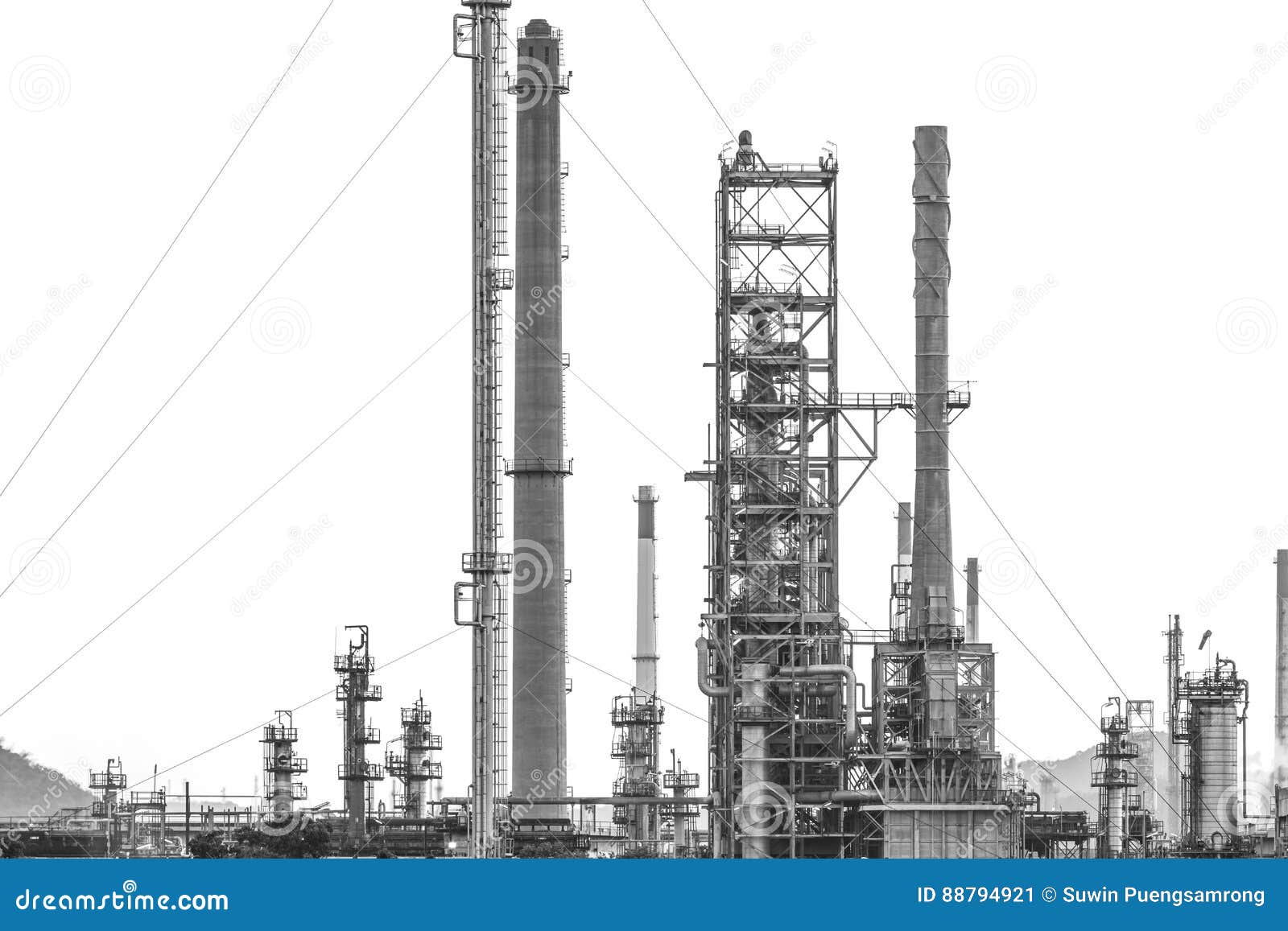 Oil Refinery Isolate on White Background Stock Image - Image of chimney ...