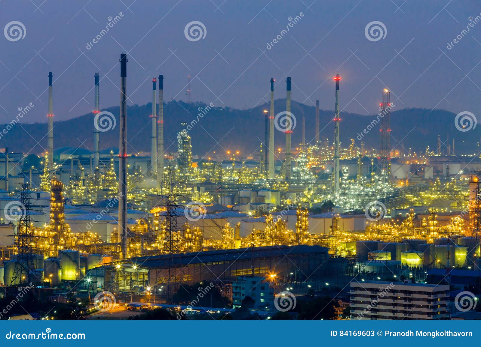 Oil Refinery Lights Night View Stock Image - Image of electric, diesel ...