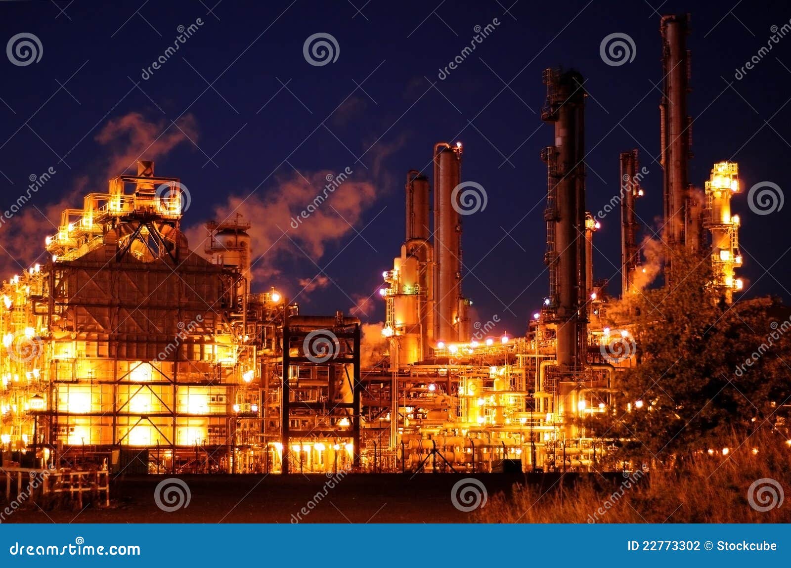 Oil Refinery at Night stock photo. Image of refinery - 22773302