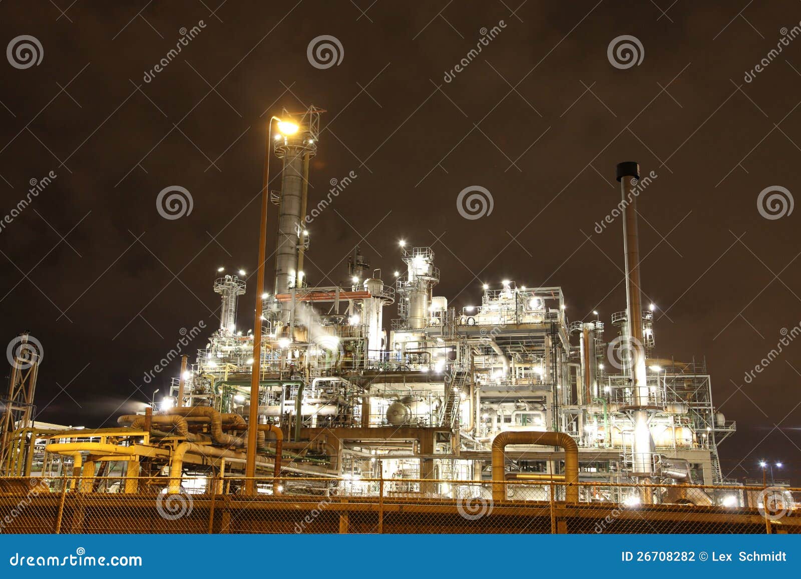 Oil refinery at night stock photo. Image of nighttime - 26708282