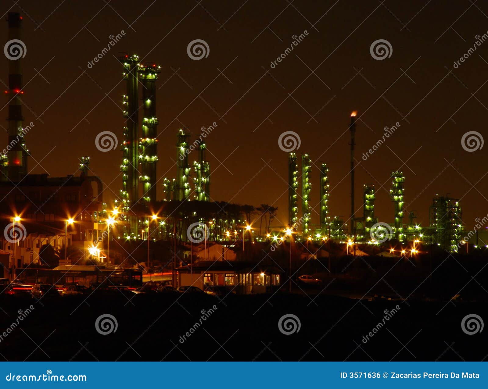 Oil refinery by night stock photo. Image of lanterns, valve - 3571636