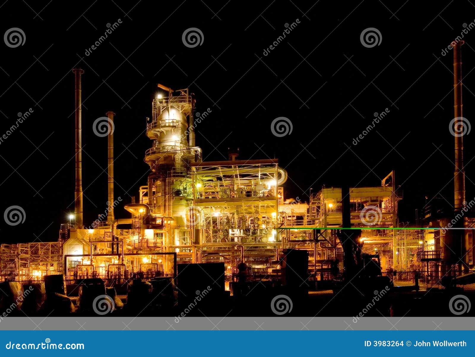 Oil refinery at night stock photo. Image of cooling, environment - 3983264