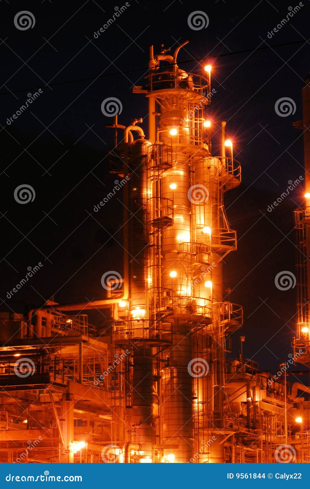 Oil Refinery at Night stock photo. Image of night, chemicals - 9561844