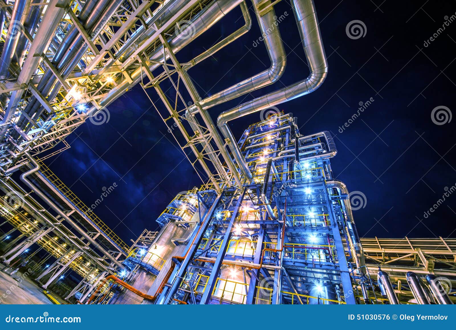Oil Refinery at Night stock photo. Image of energy, industry - 51030576