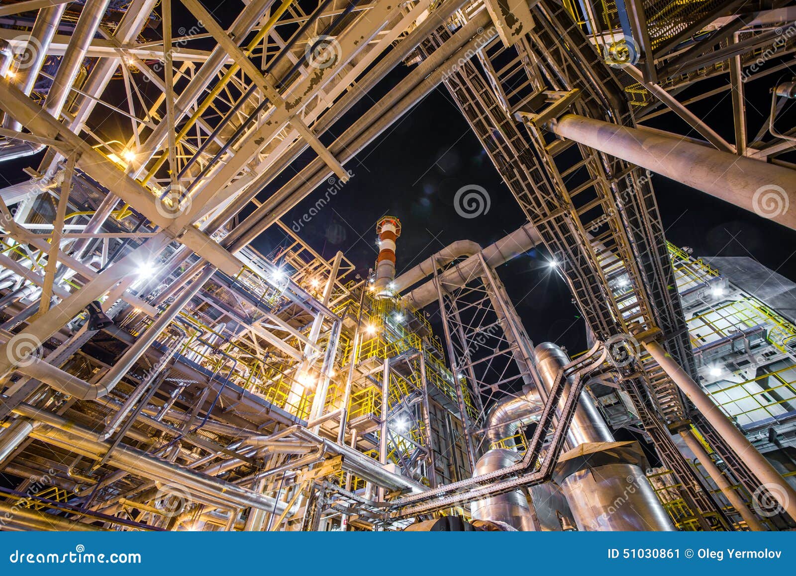 Oil Refinery at Night stock image. Image of power, heavy - 51030861